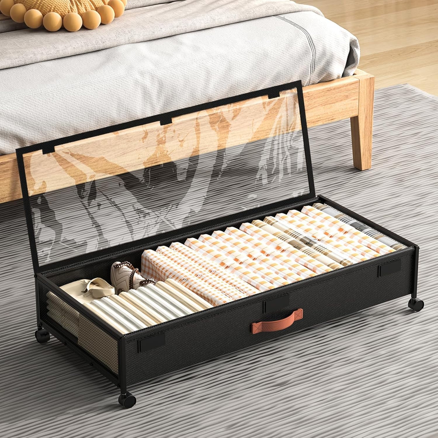 Fuliko Under Bed Storage with Wheels, Extra Large Under Bed Storage ...