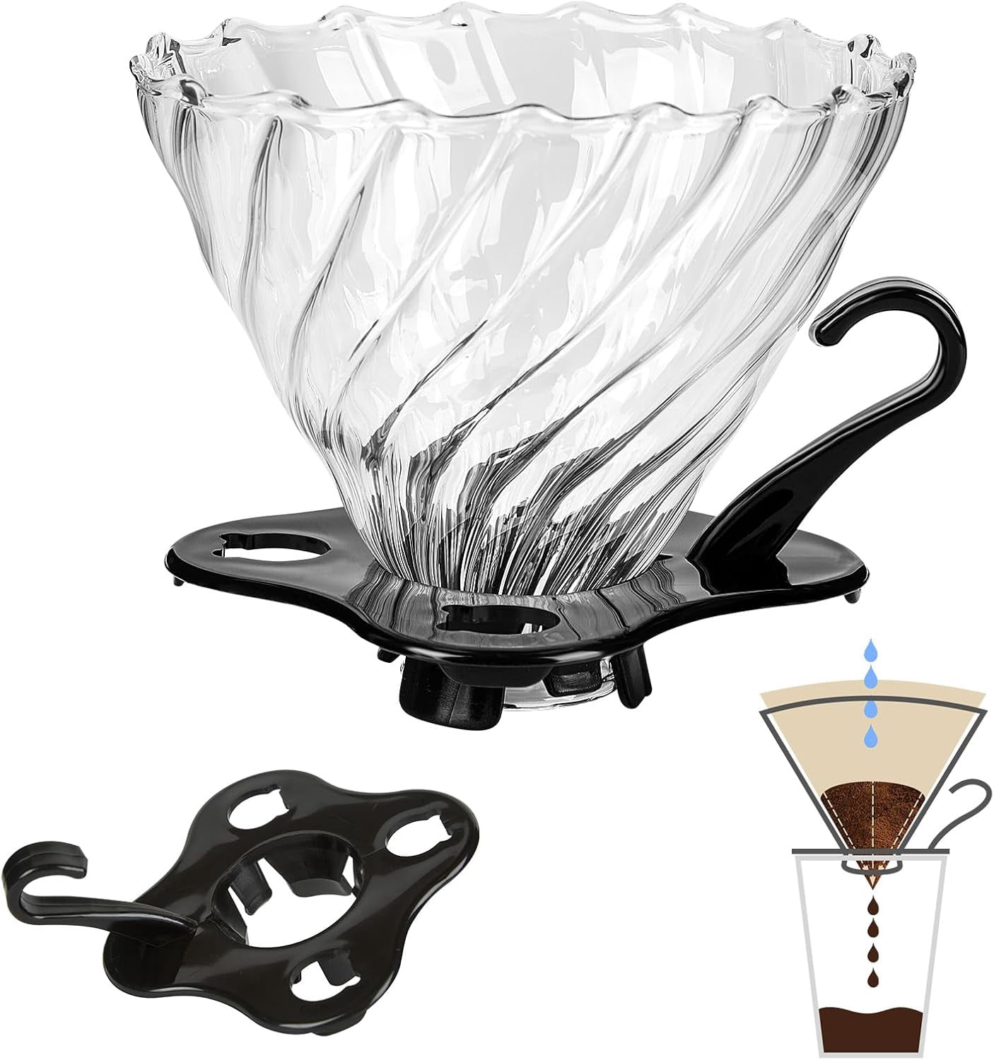 Fuliko V60 Pour Over Coffee Dripper, 02 Filter For 1-4 Cups Coffee ...