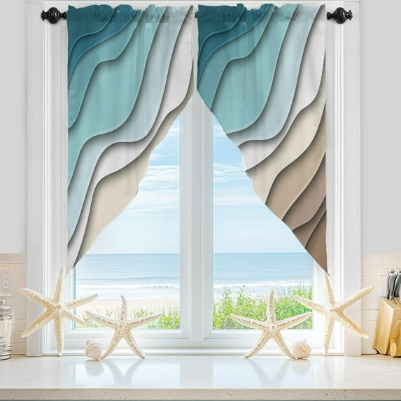 Fuliko Valances for , Ombre Stripes Brown Rod Pocket Kitchen Window ...