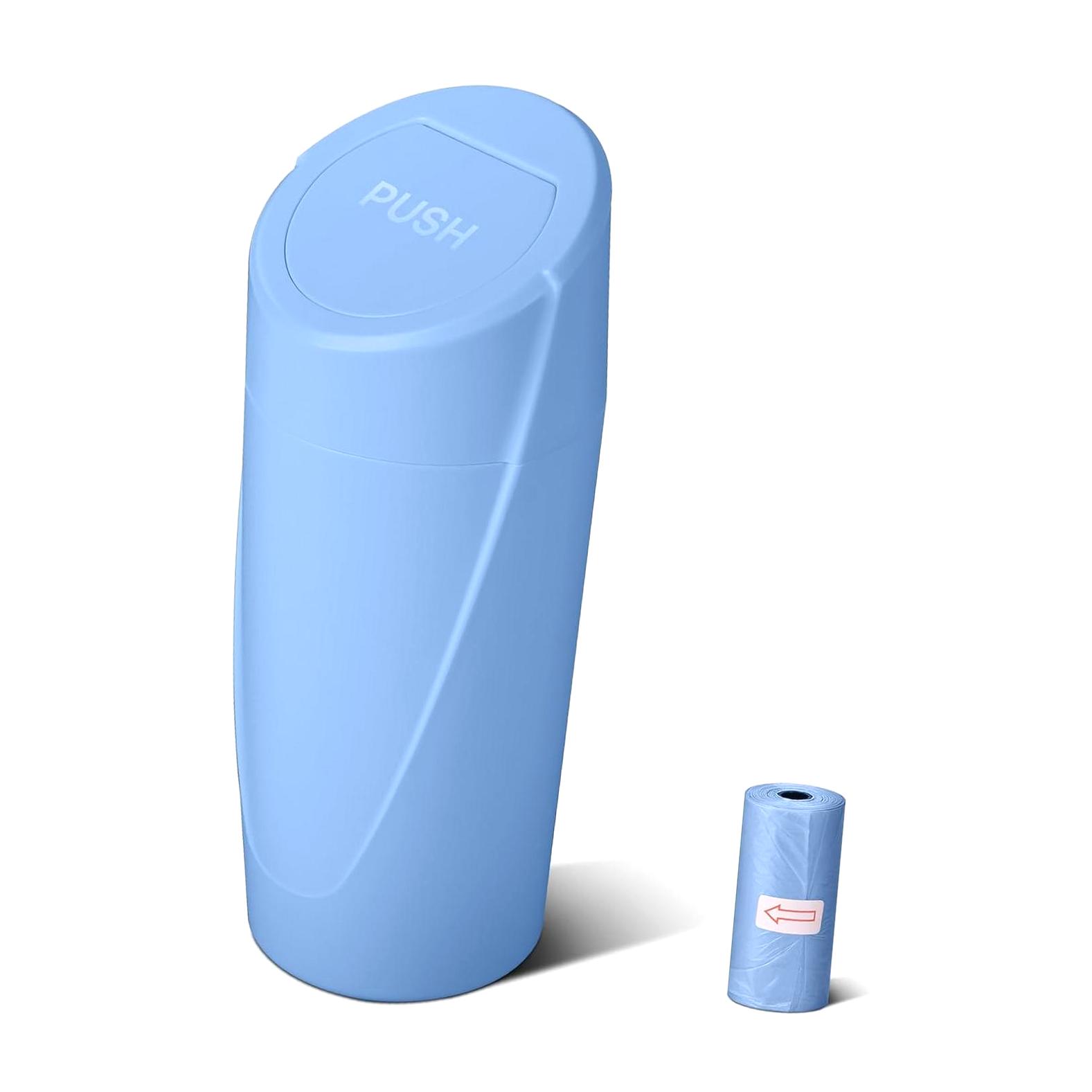 Fuliko Vehicle Waste Bin with Lid - Blue Mini Spillproof Auto Garbage ...