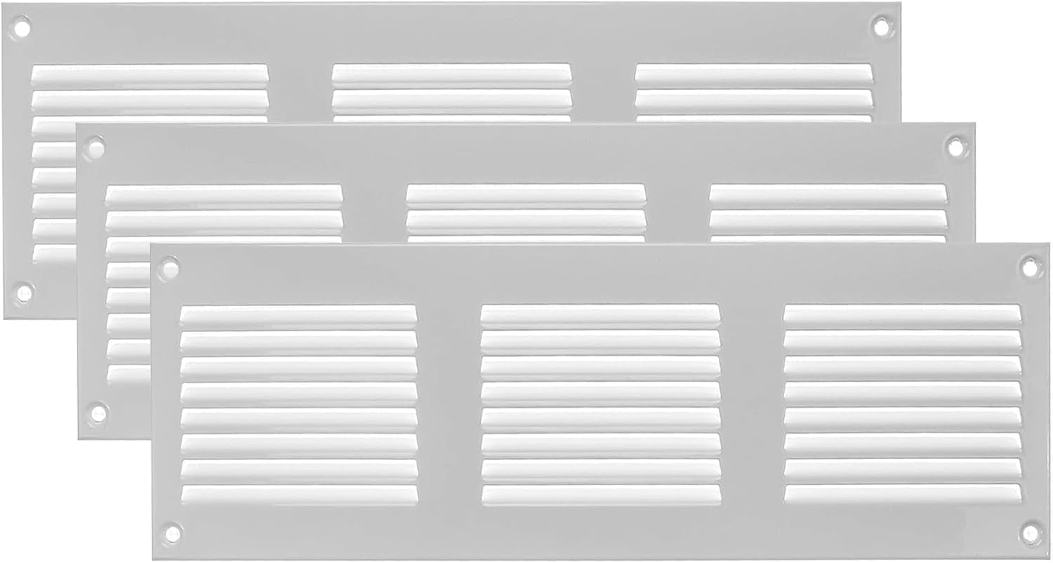 Fuliko Vent 12" 4" Inch (Overall) White Metal Vent Cover 3 Pack Wall ...