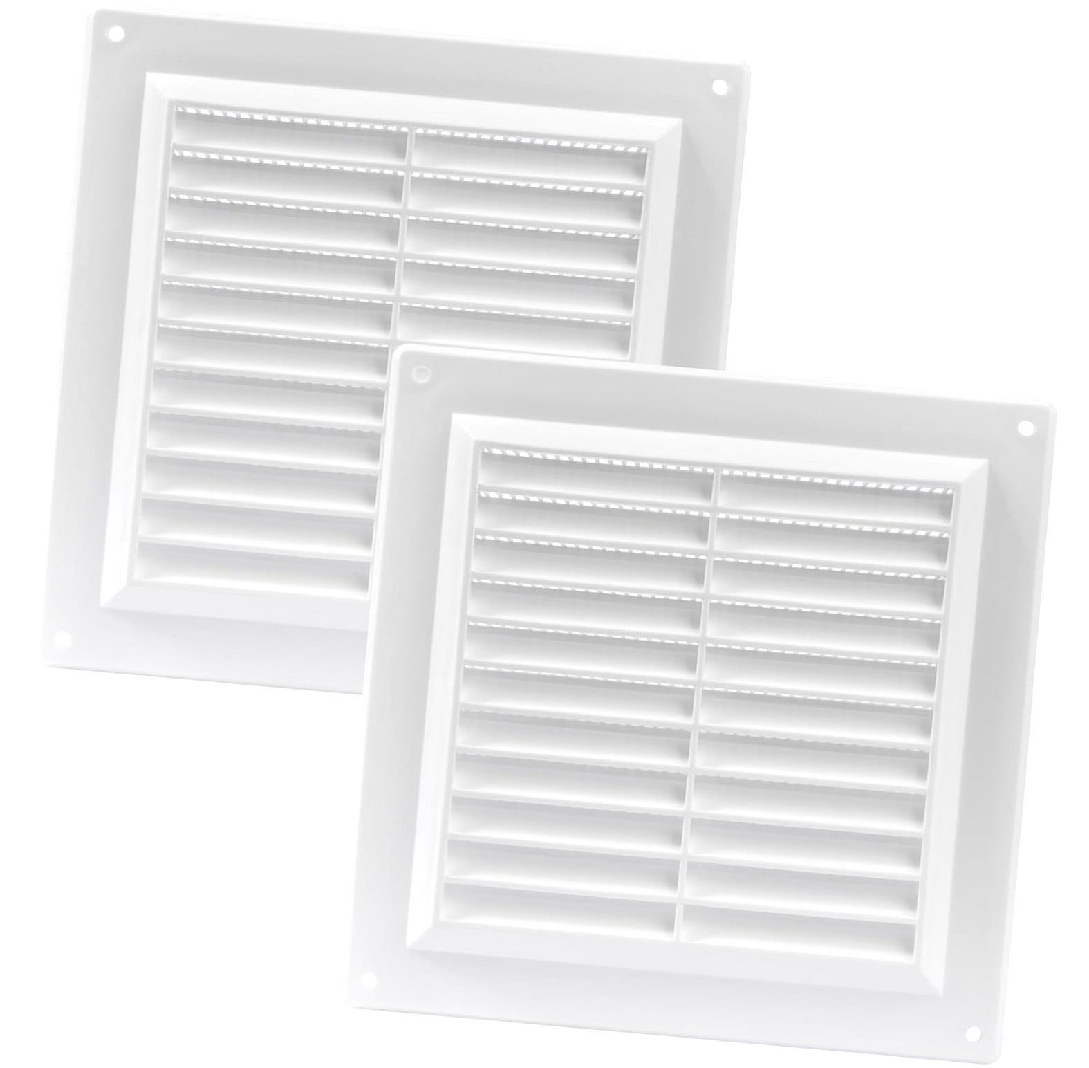Fuliko Vent 4” 4” Inch White Plastic Vent Cover – 2 Pack Louvered Air ...