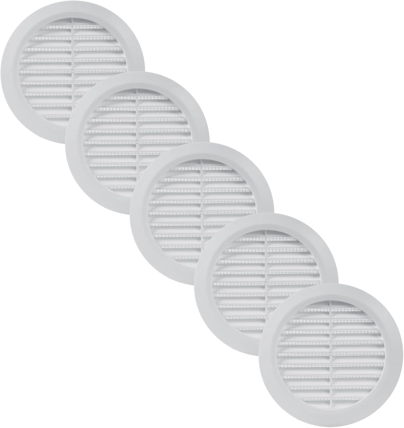 Fuliko Vent 4'' Inch Pack of 5 White Soffit Vent Cover Round Air Vent ...