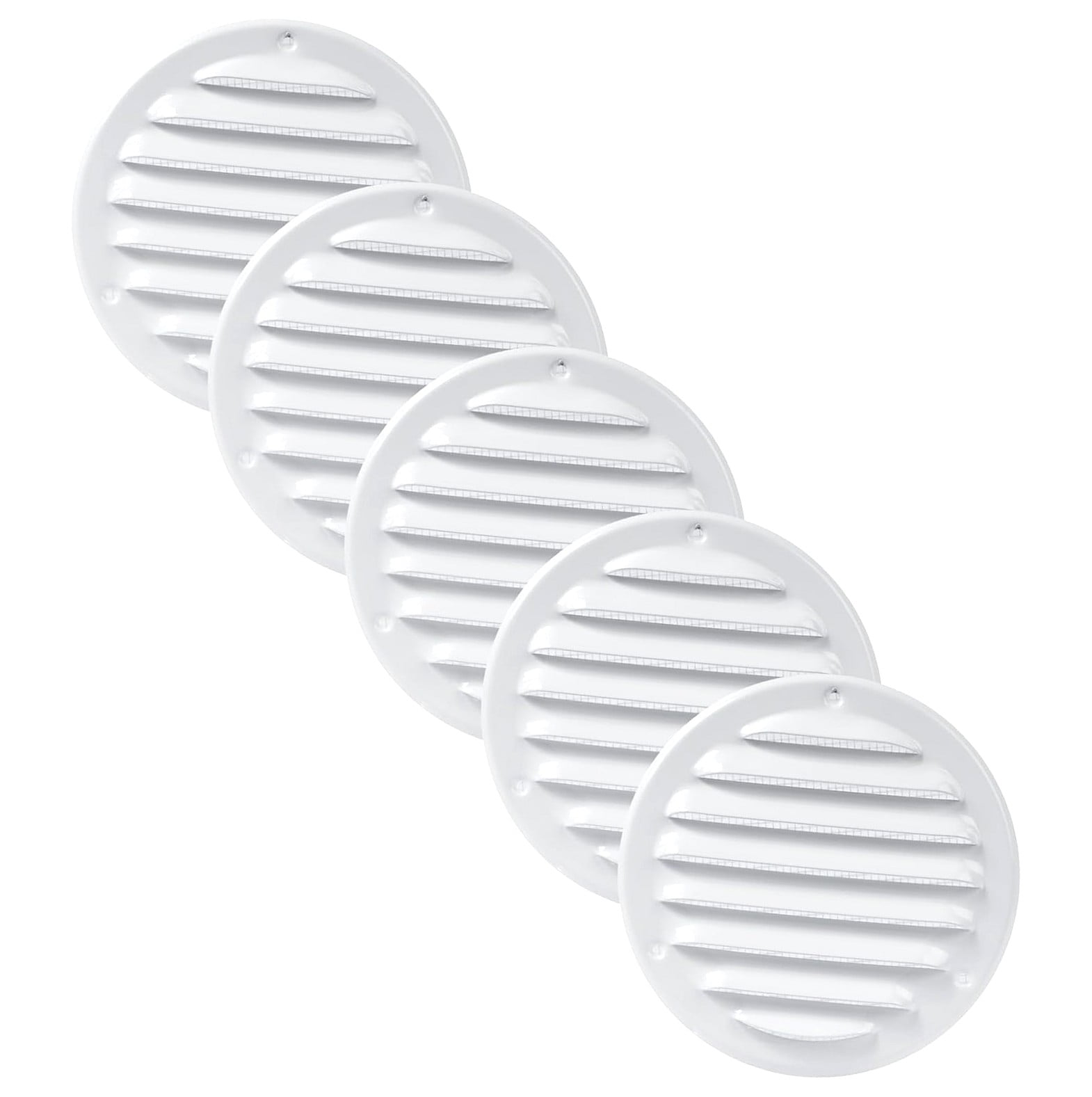 Fuliko Vent 4 Inch White Soffit Vent Cover Pack of 5 Round Air Vent ...