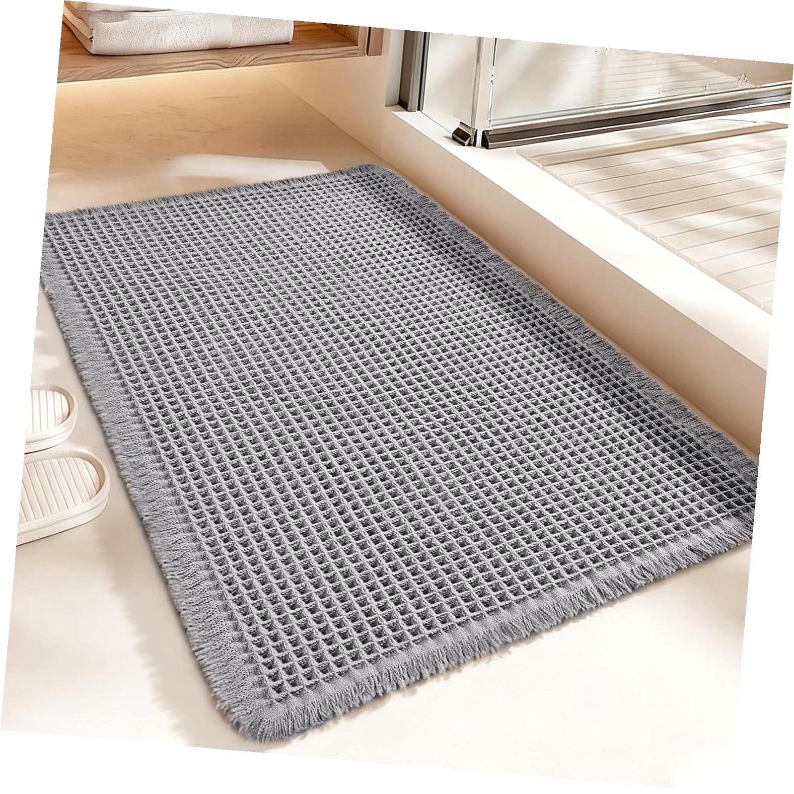 Fuliko Waffle Mat, Absorbent Bathroom Rugs, Soft Machine Washable Quick ...