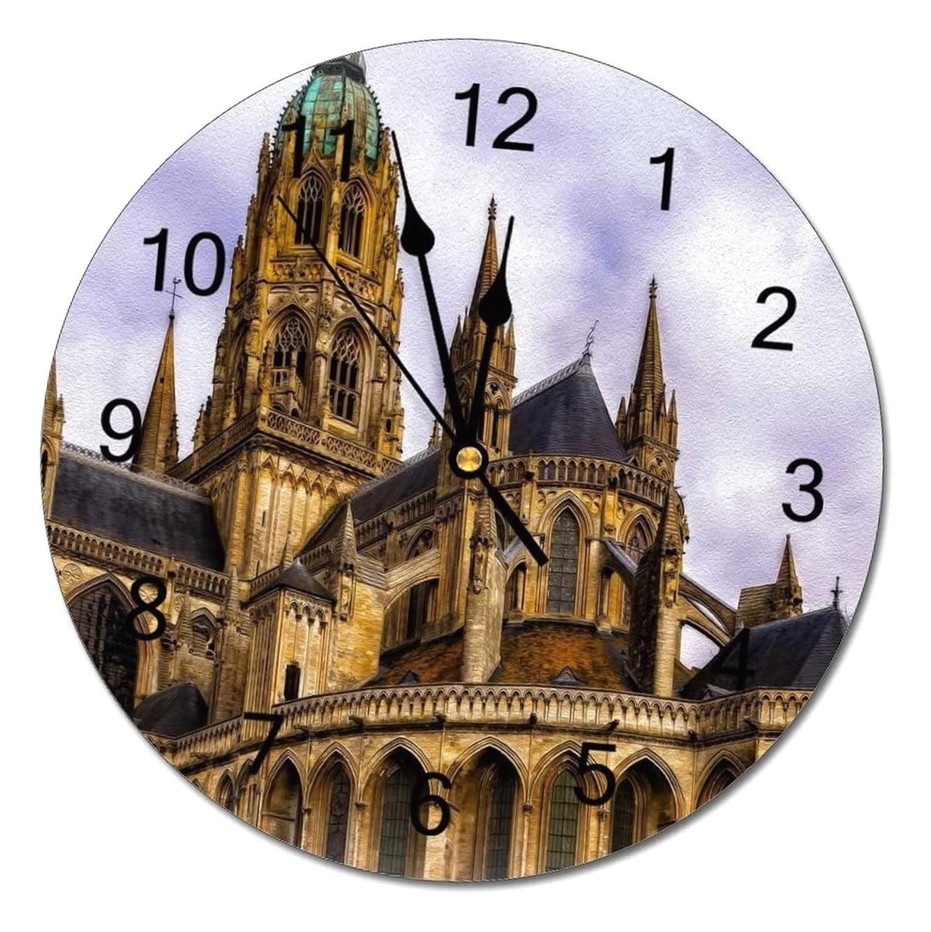 Fuliko Wall Clock Quiet Non-Ticking Timepiece, Cathedral Dome Church ...