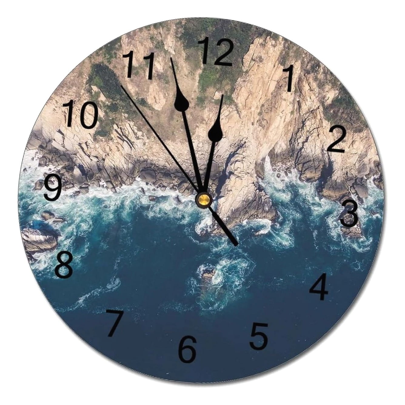 Fuliko Wall Clock Silent Non Ticking Clocks, Aerial View Cliff Aerial ...