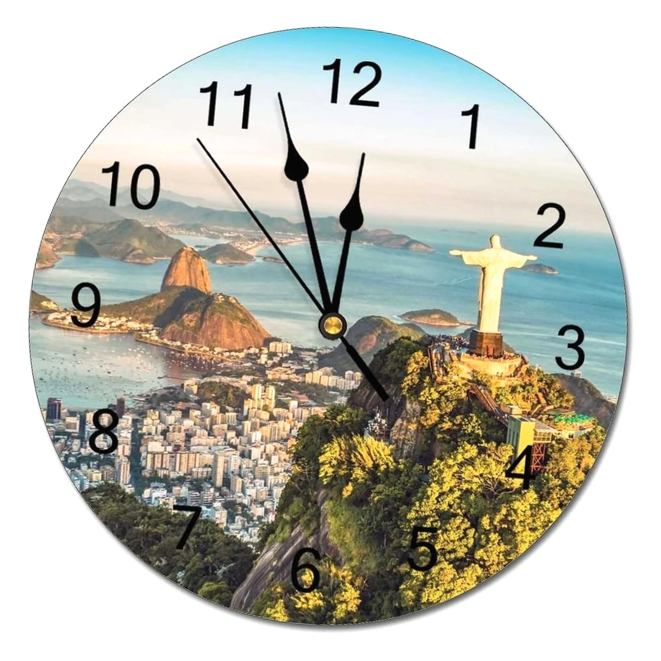 Fuliko Wall Clock Silent Non Ticking Clocks, Christ and Sugar Loaf ...