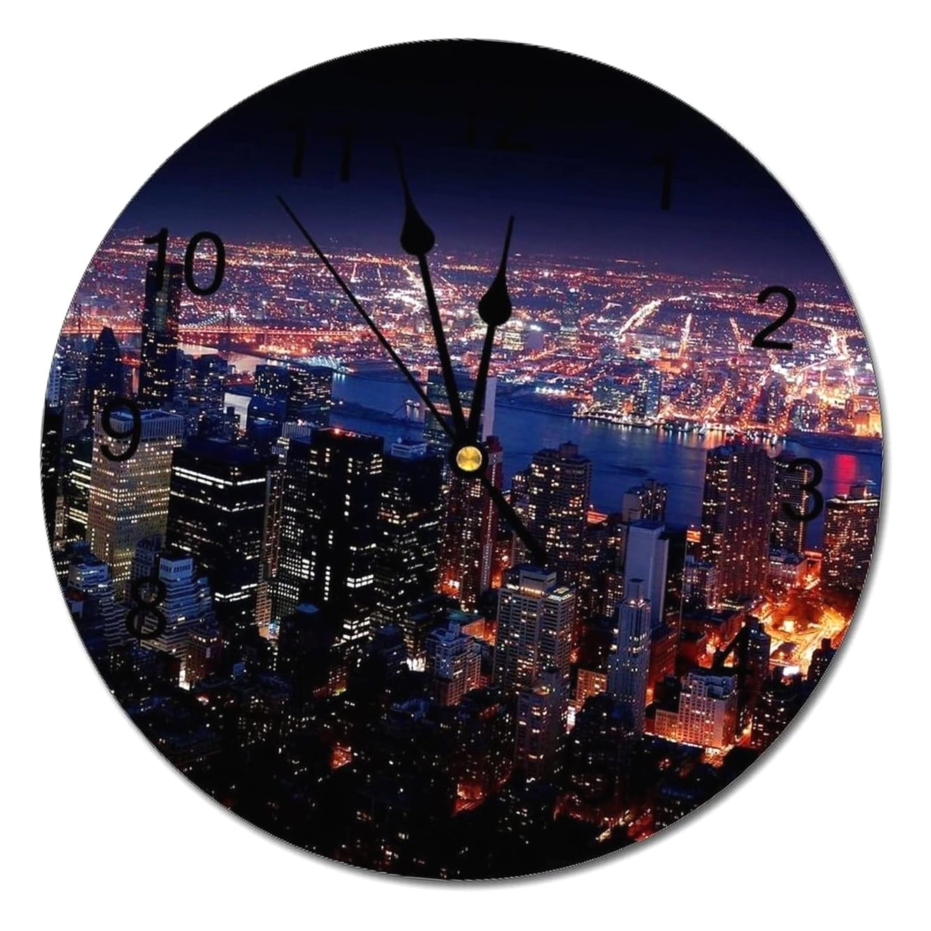 Fuliko Wall Clock Silent Non Ticking Clocks, City Night View 7, 12in ...