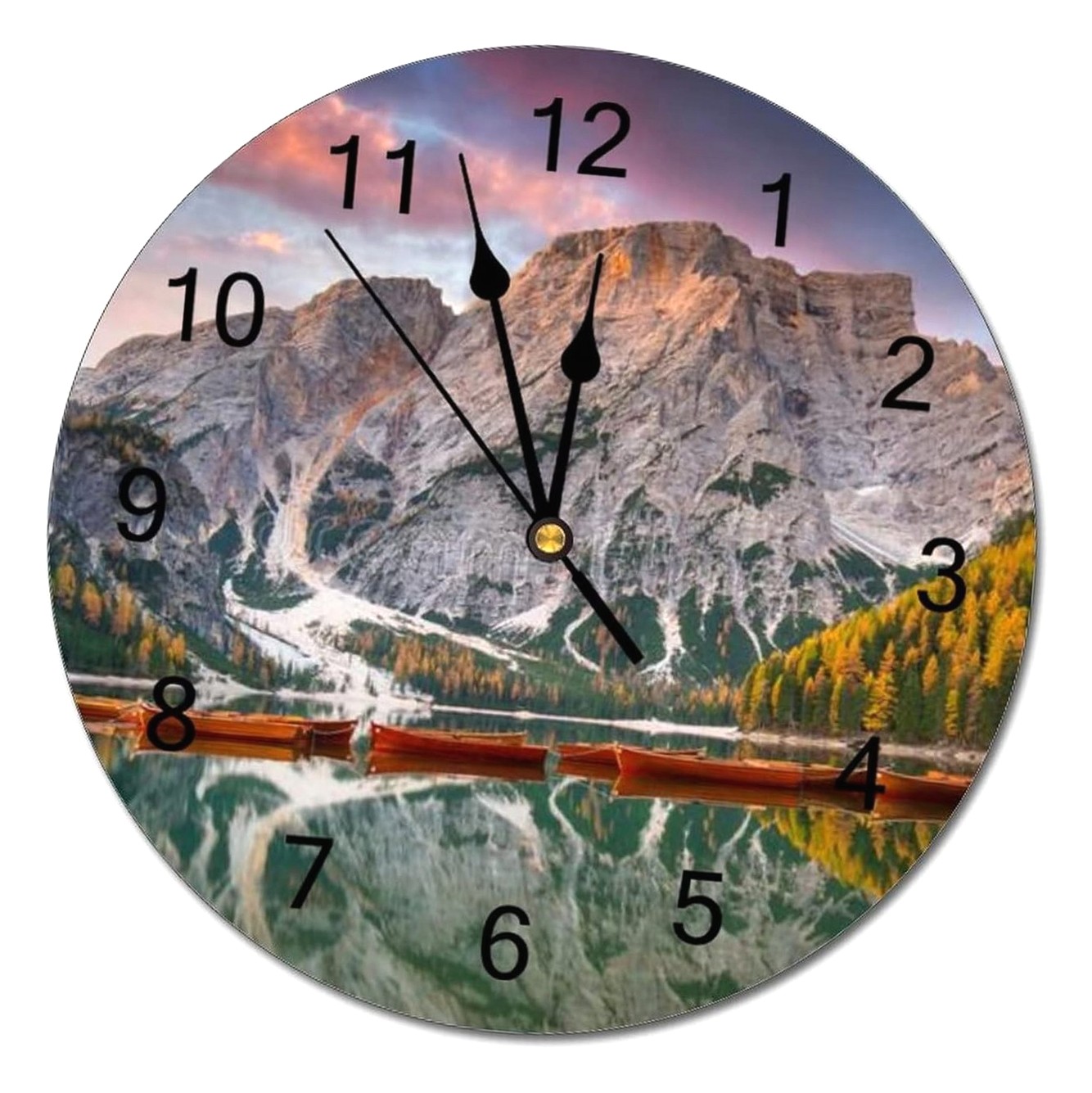 Fuliko Wall Clock Silent Non Ticking Clocks, Lago Di Braies Lake and ...