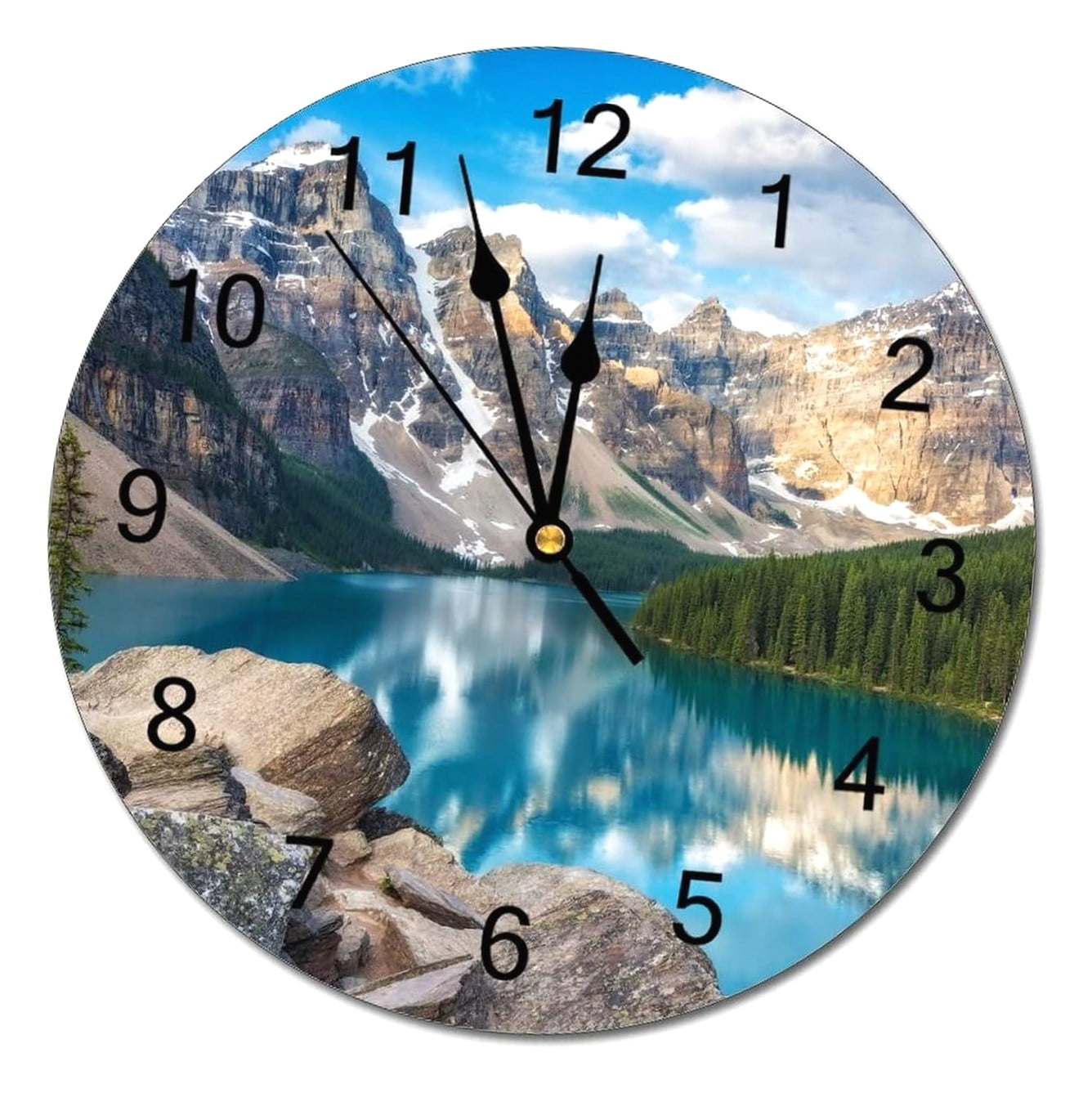 Fuliko Wall Clock Silent Non Ticking Clocks, Lake, Alberta, Morning ...