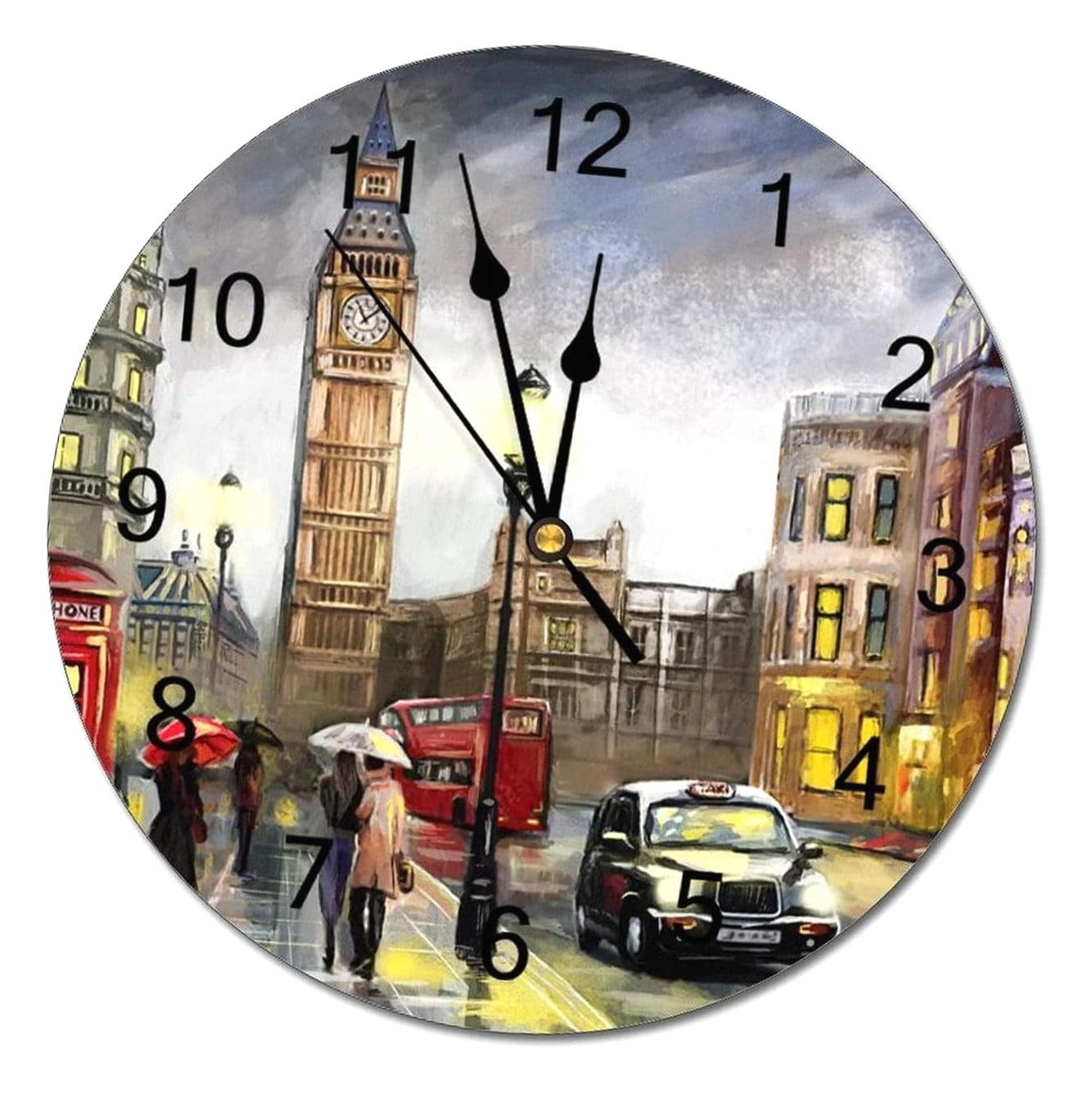 Fuliko Wall Clock Silent Non Ticking Clocks, Oil Painting Artwork Big ...