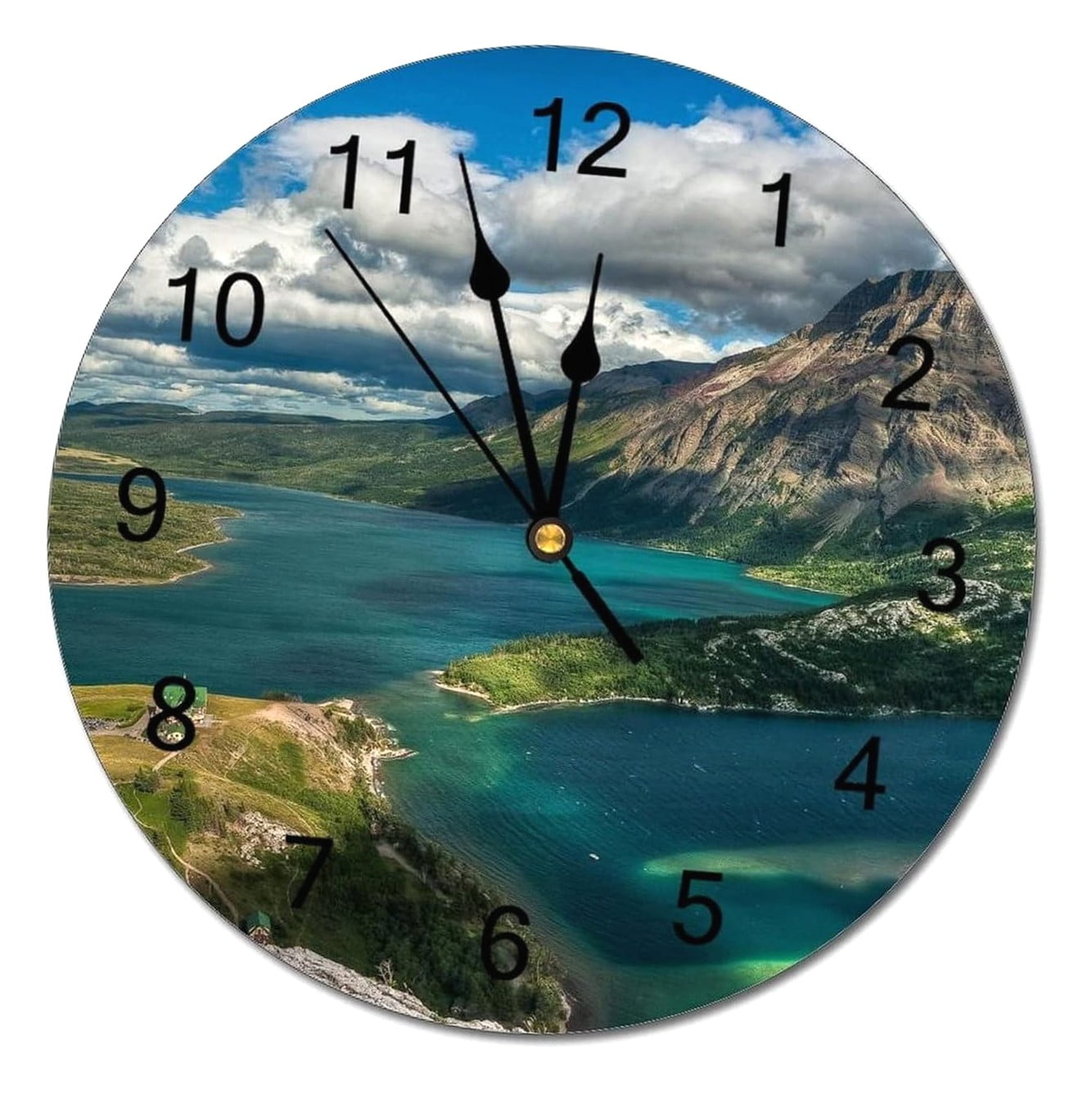 Fuliko Wall Clock Silent Non Ticking Clocks, Waterton Lakes And Wales ...