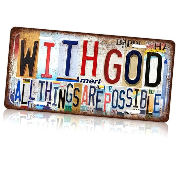 Fuliko Wall Decor With God All Things Are Possible License Plate ...