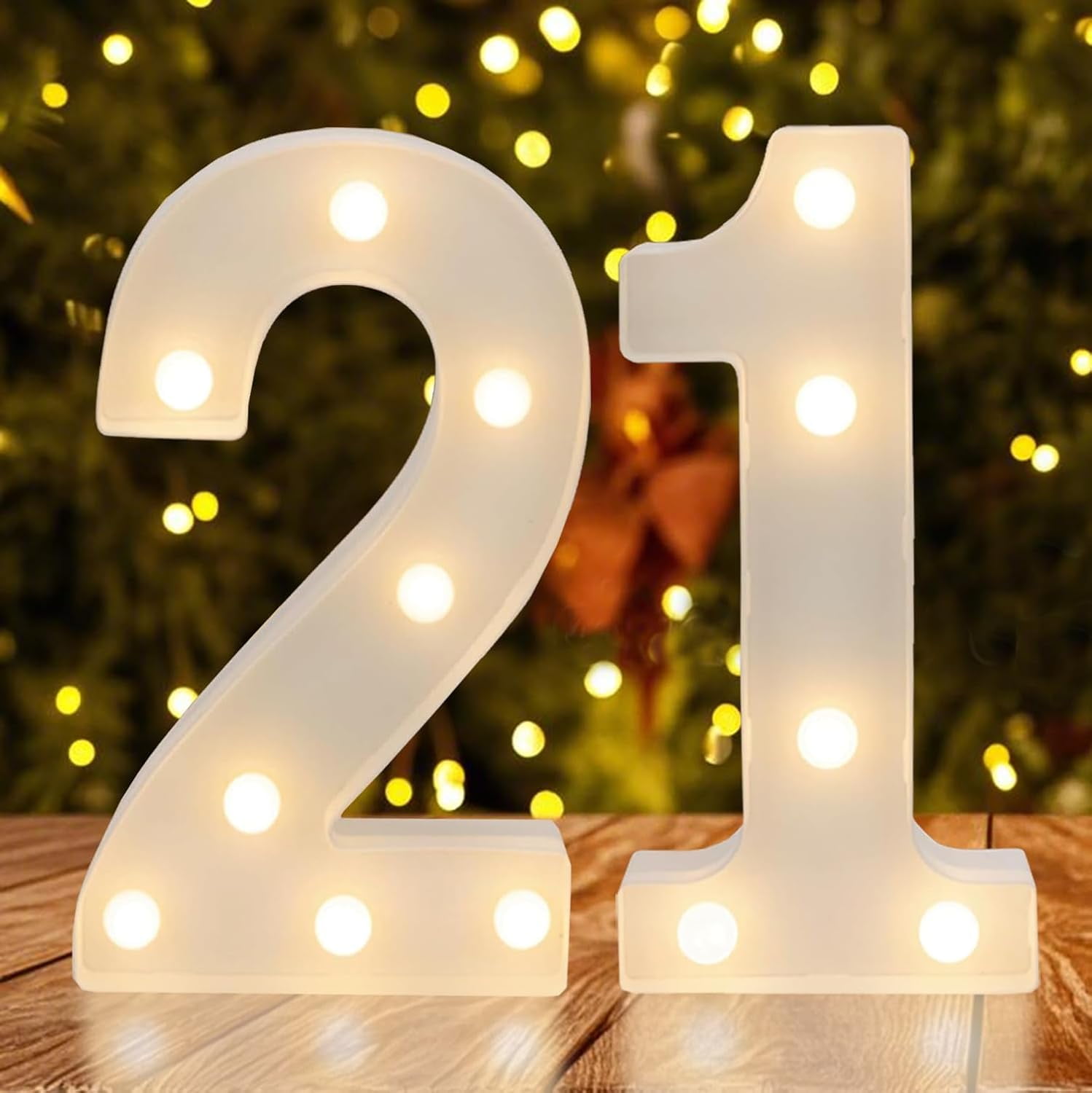 Fuliko Warm White Number 21, 21st Birthday Decor for Her Him, Table ...