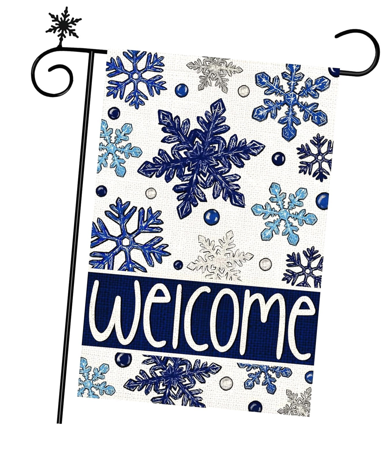 Fuliko Winter Snowflake Blue Double Sided, Christmas Holiday Yard Flags ...