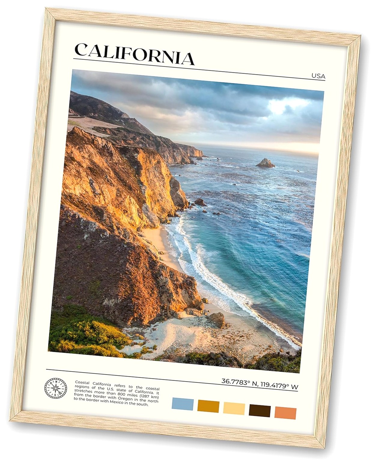 Fuliko Wood Coastal California Reference Wall , 12x16in Seascape Canvas ...
