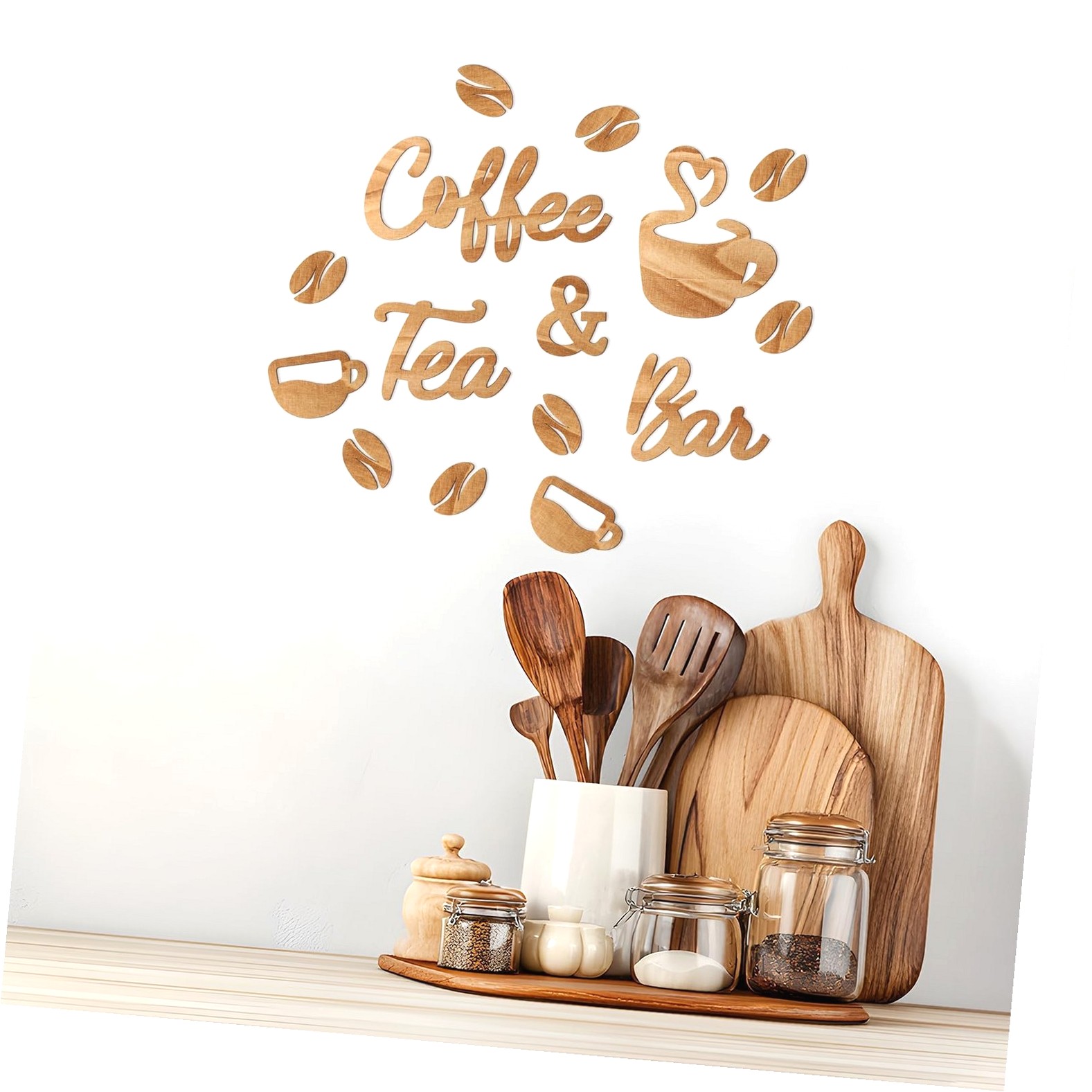 Fuliko Wood Coffee Sign for Wall Decor, Farmhouse Wooden Coffee and Tea ...