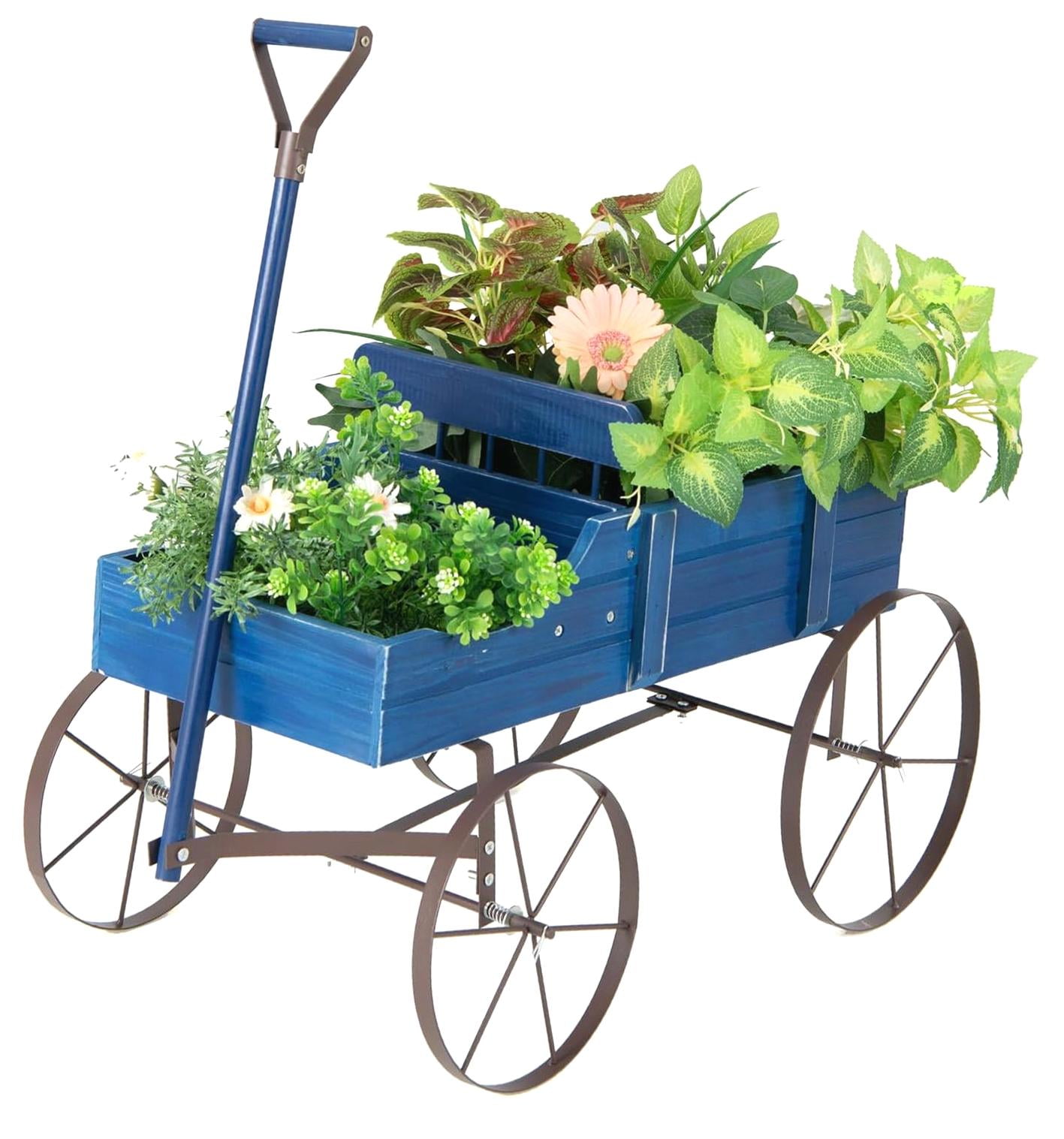 Fuliko Wood Wagon Planter, Mobile Garden Cart with Wheels, Small ...