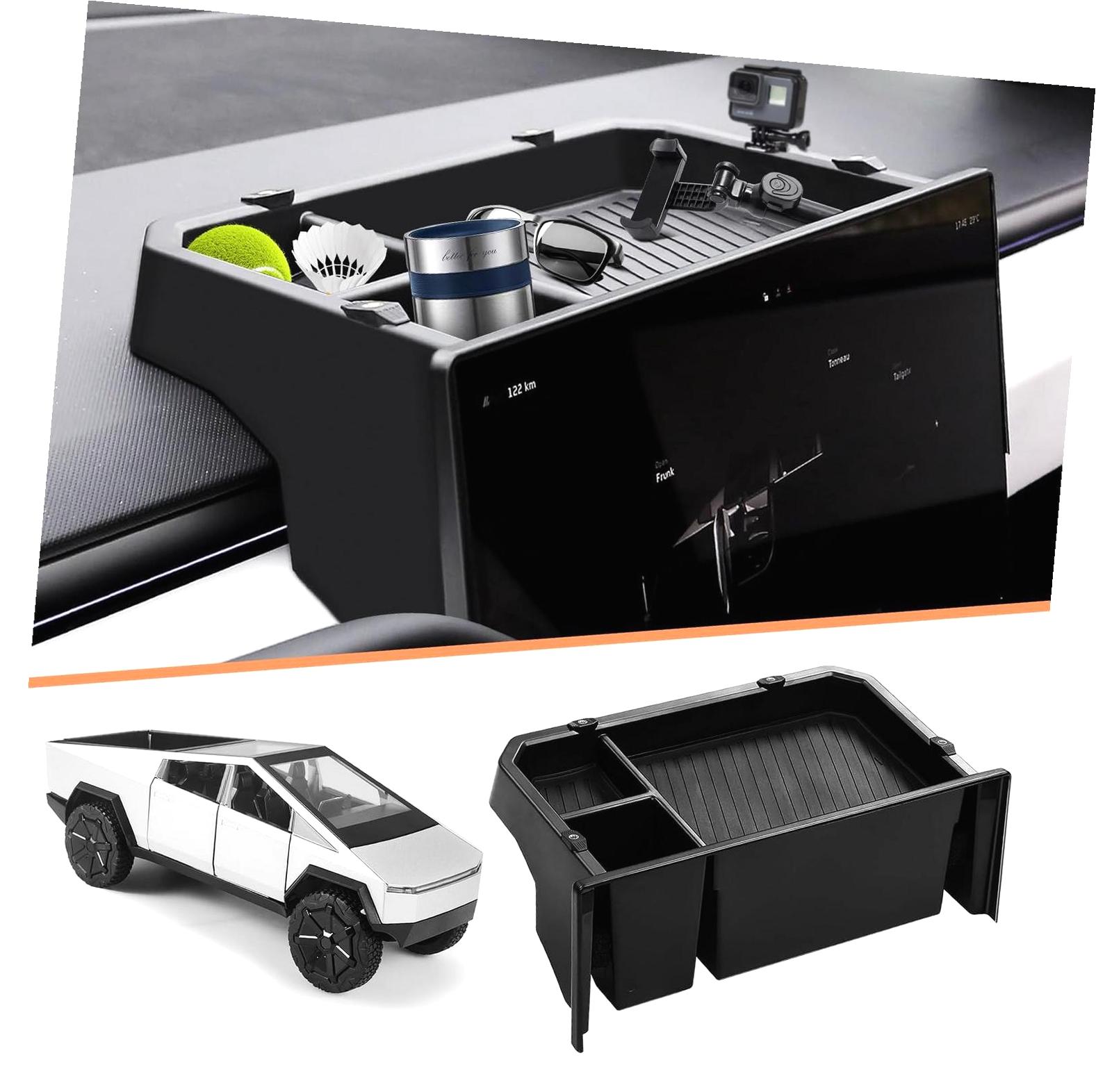 Fuliko's 2024 Cybertruck Console Organizer provides expansive storage ...