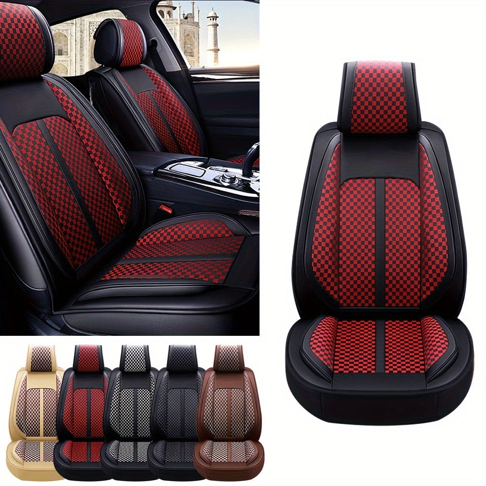 Full 5-Seat Set Premium Crown PU Leather Car Seat Covers Full Surround ...