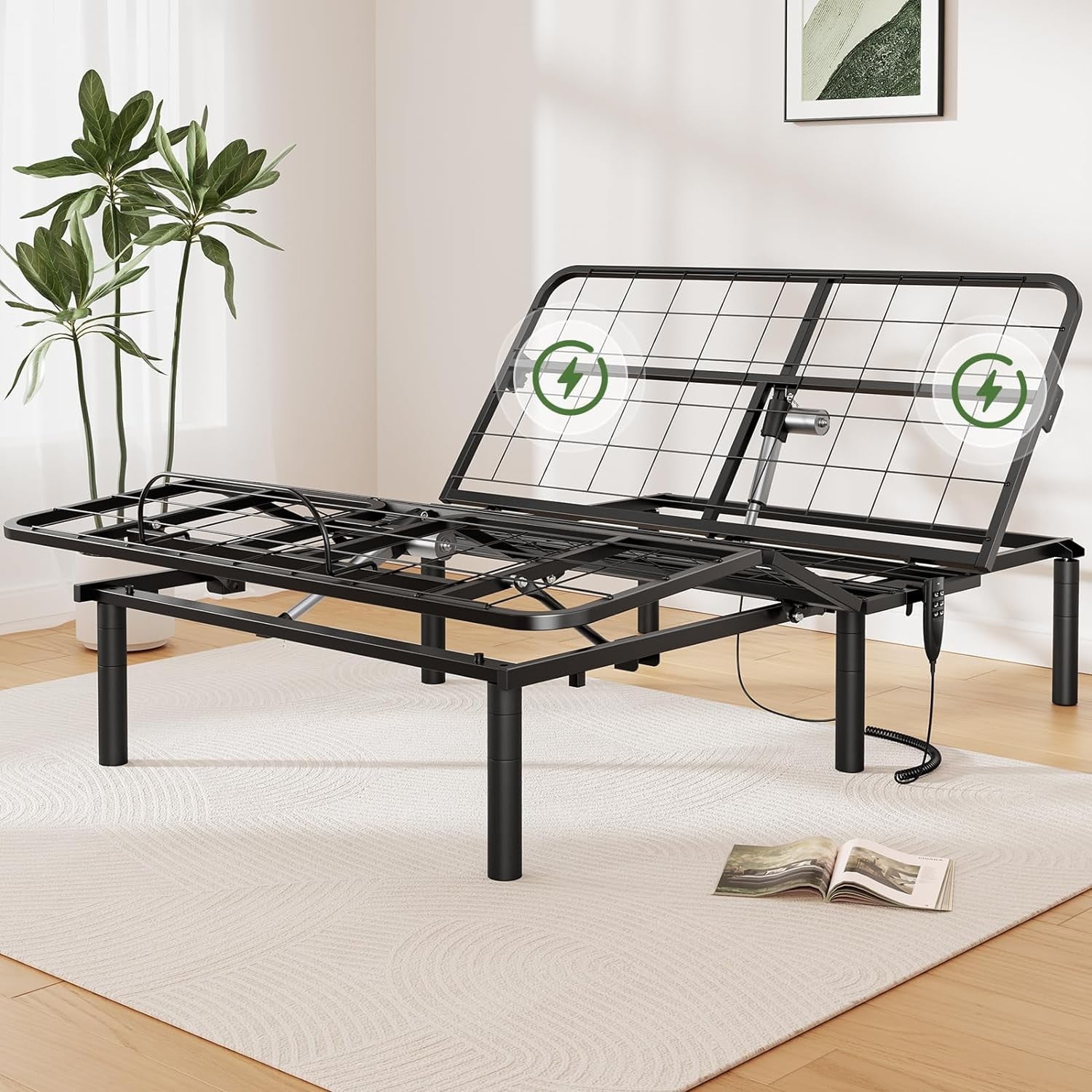 Full Adjustable Bed Base Frame with 4 Height Options, Independent Head ...
