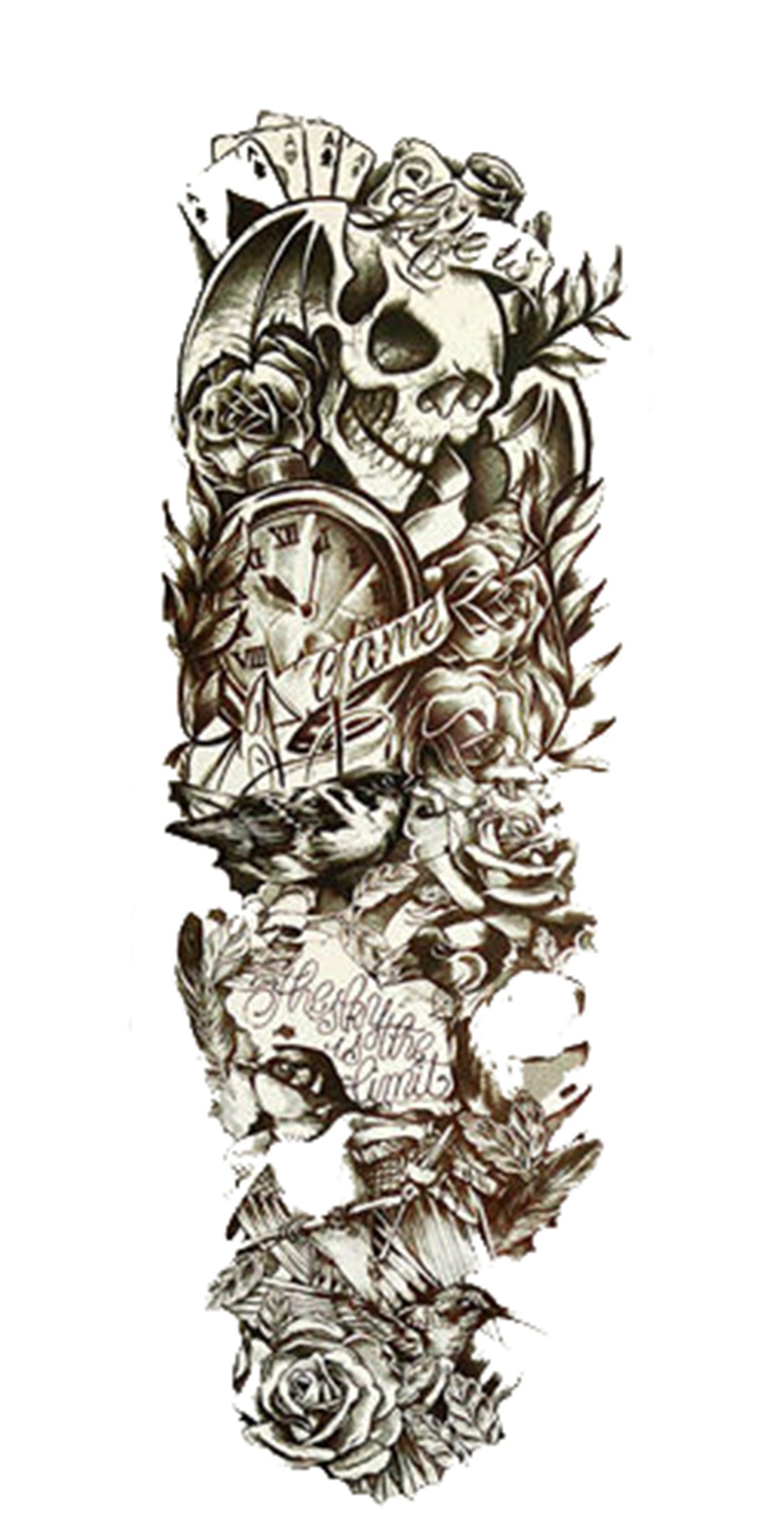 Full Arm Hand Temporary Tattoo For Men Girls Women Sticker Size 48X17Cm ...