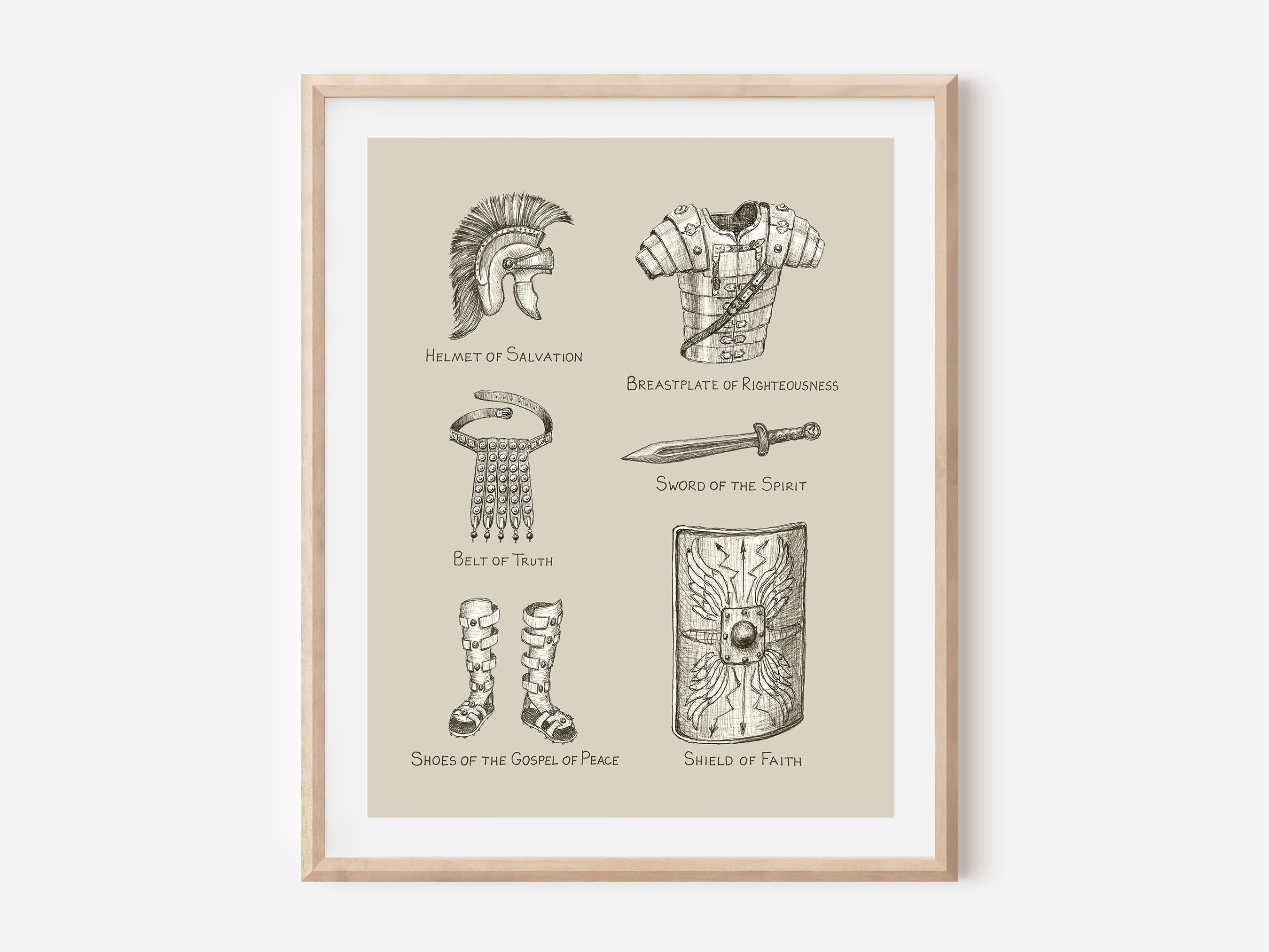 Full Armor Of God Poster Print Christian Picture Hand-Drawn Artwork ...