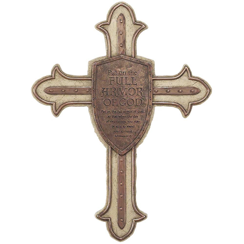Full Armor of God Shield Brown 13 Inch Resin Stone Wall Cross - Walmart.com
