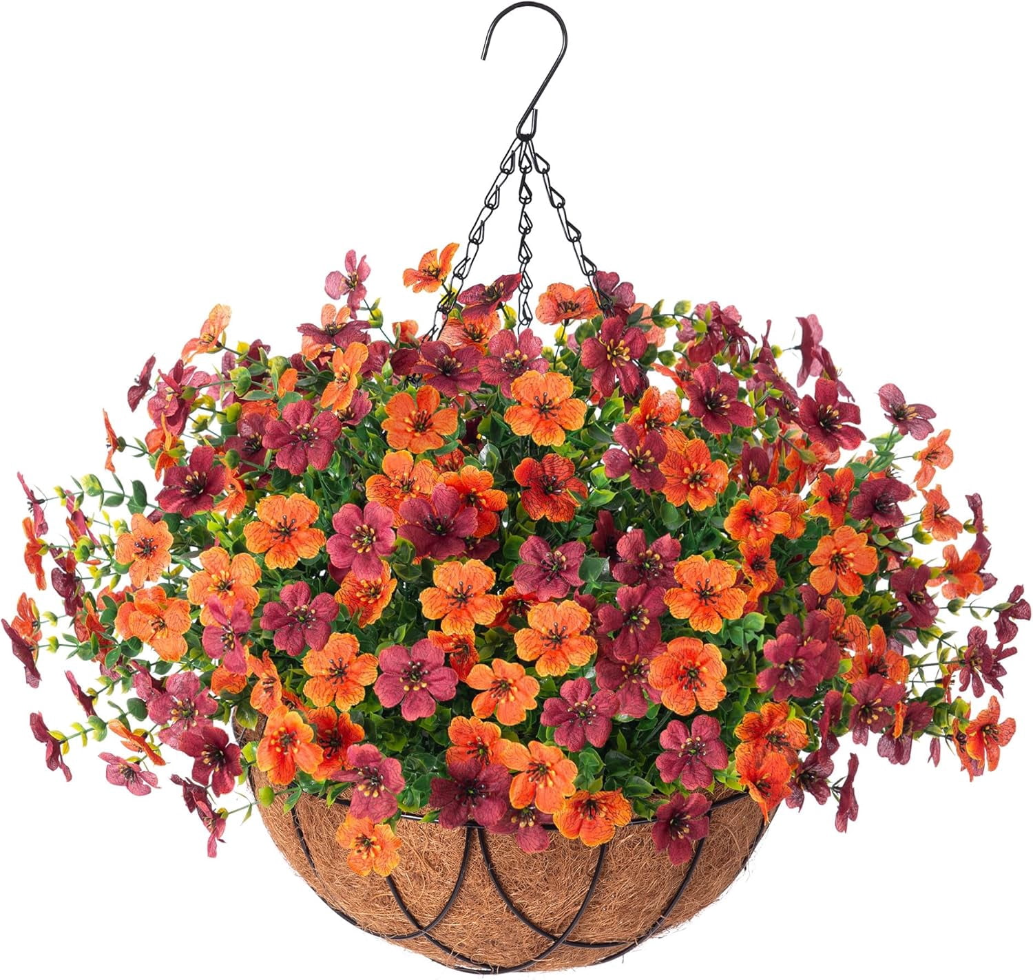 Full Assembled Set of Hanging Basket Cone Artificial Morning Glory ...