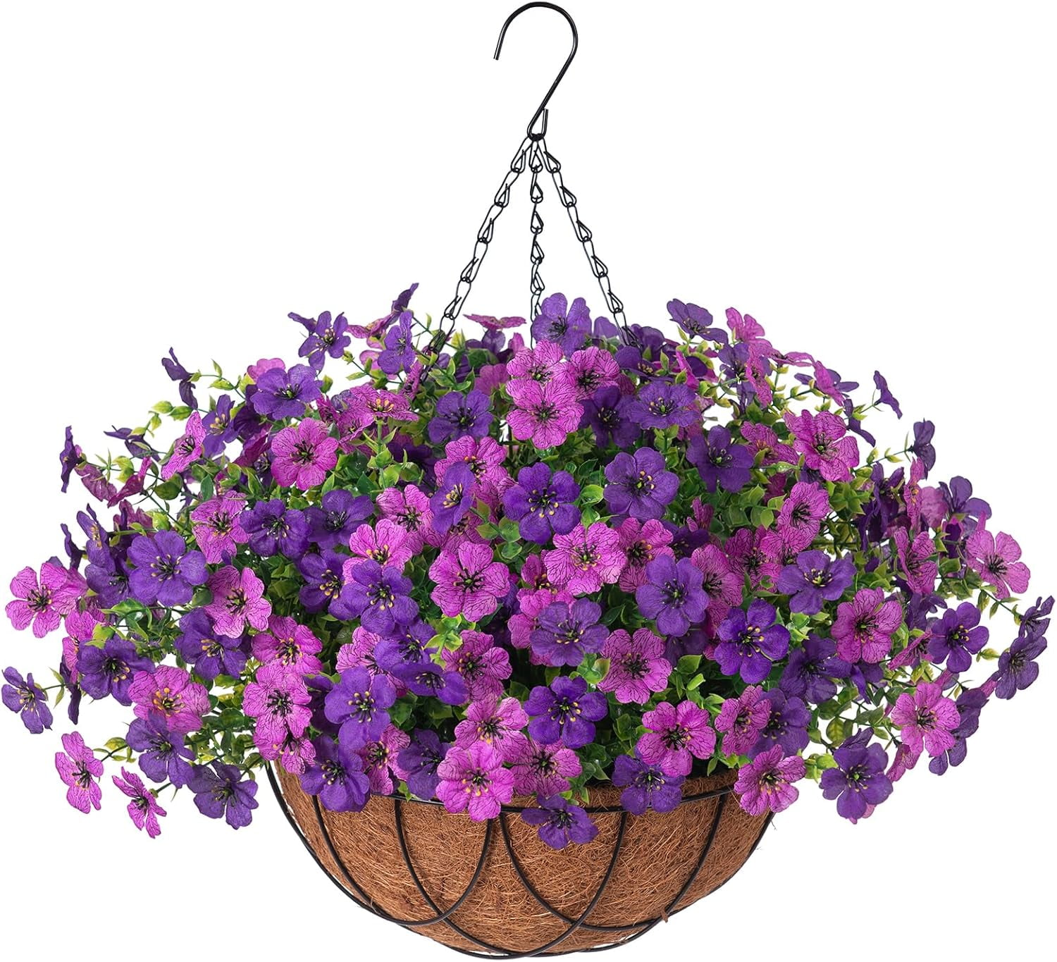 Full Assembled Set of Hanging Basket Cone Artificial Morning Glory ...