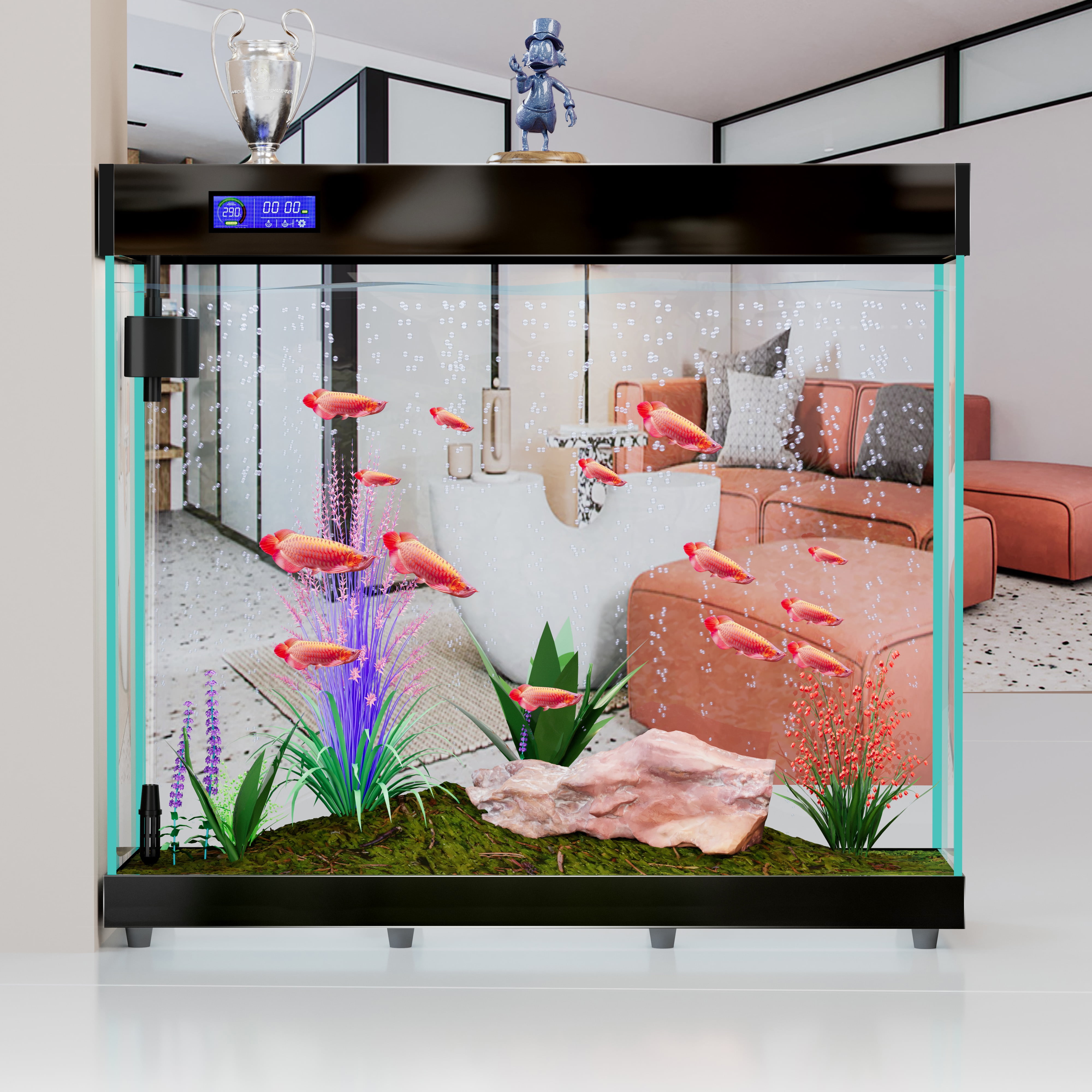 Full -Automatic Ecological Filter Fish Tank (Black) of Tempered Glass ...