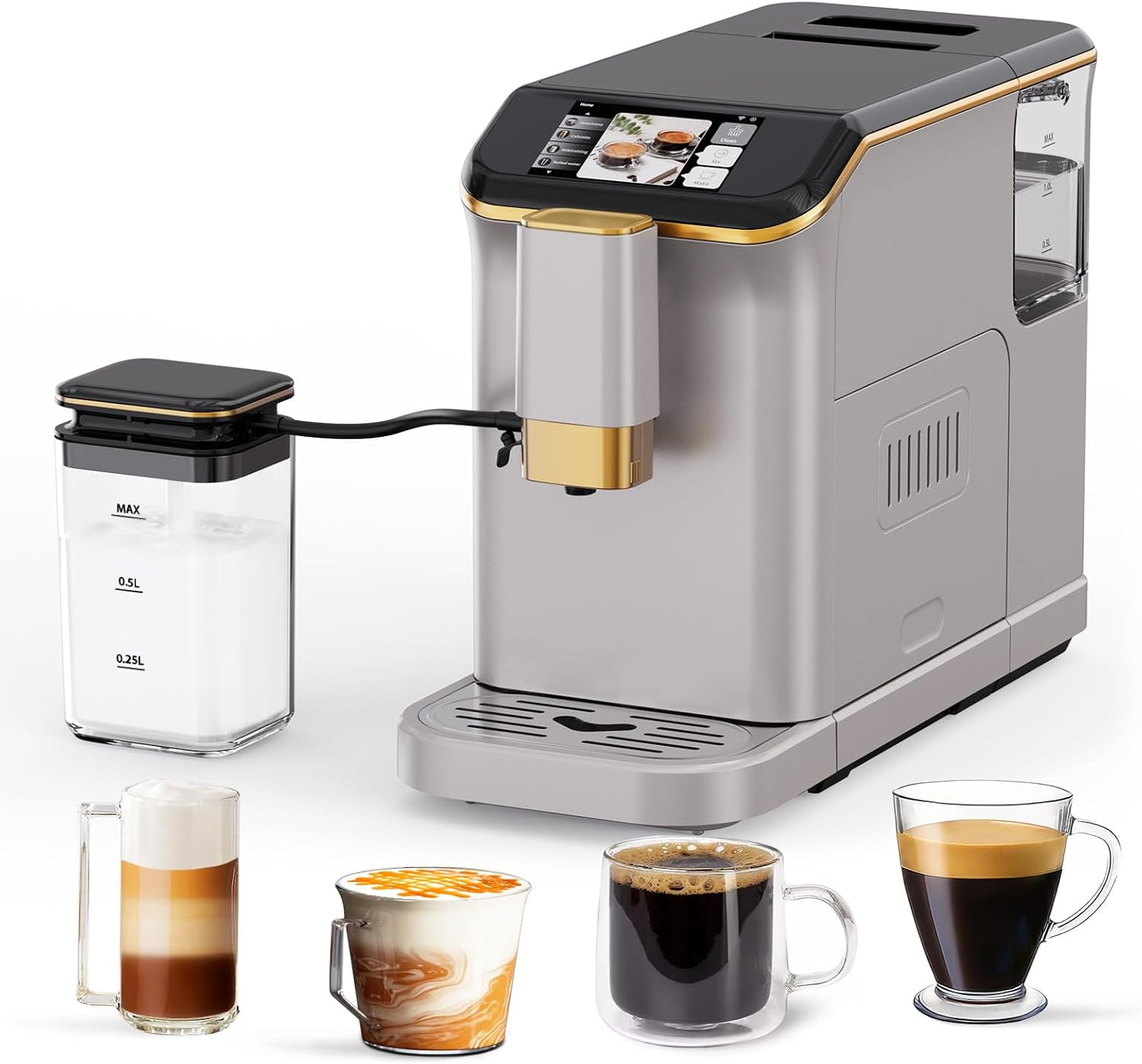 Full Automatic Espresso Machine with Built-In Grinder & Milk Frother ...