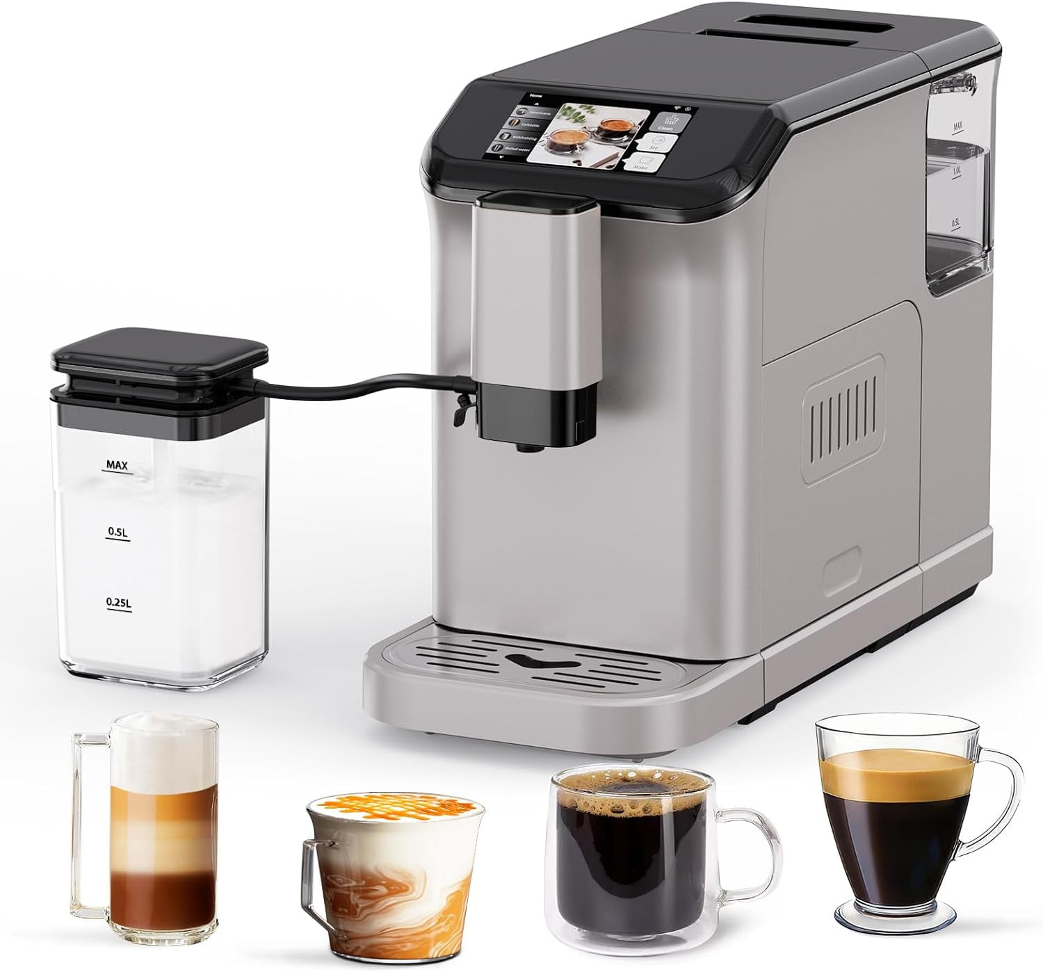 Full Automatic Espresso Machine with Built-In Grinder & Milk Frother ...
