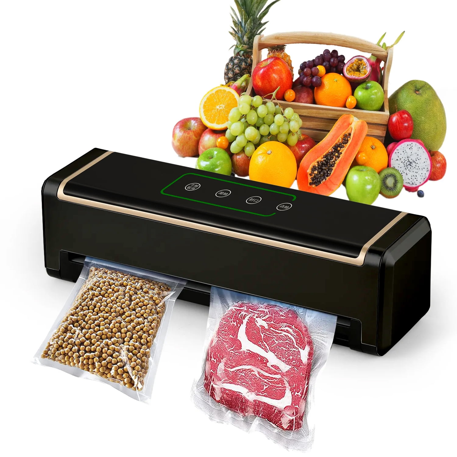 Full Automatic Food Vacuum Sealer Machine (80KPA) with Free 10pcs Seal Bags, LED Touch Screen ...