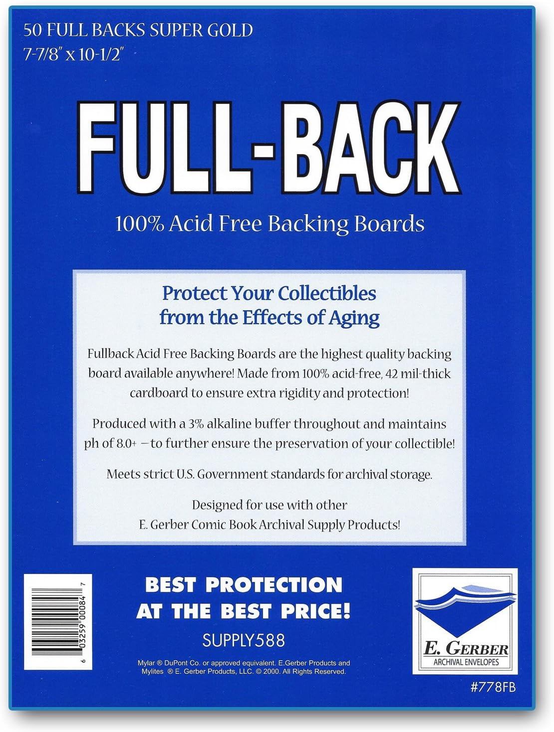 Full-Backs Super Gold 42-Mil Comic Book Backing Boards 7-7/8" x 10-1/2 ...