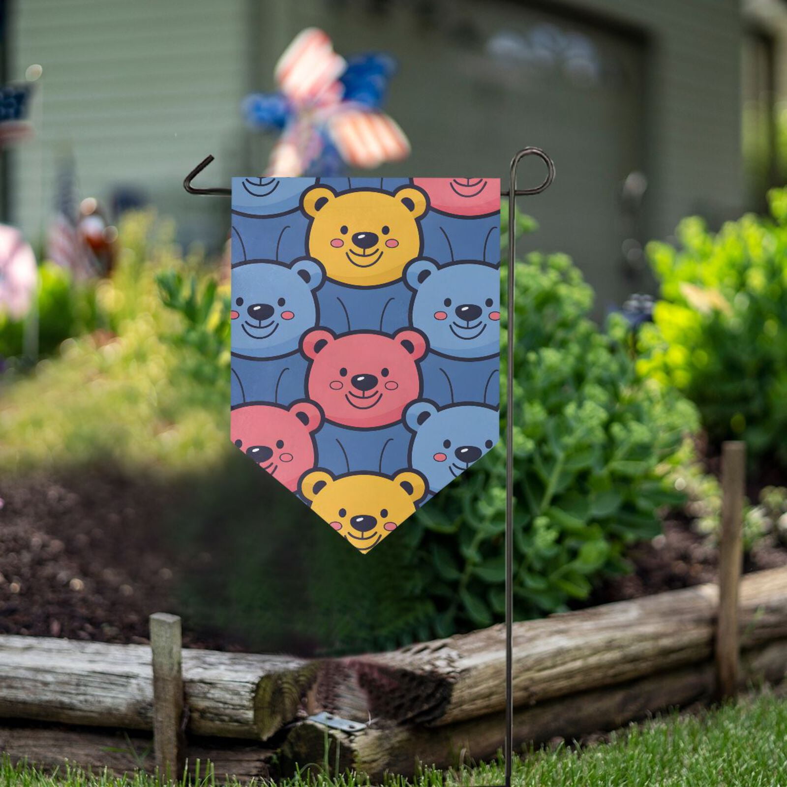 Full Bears Garden Flag 18" x 12.5" Double Sided Yard Lawn Outdoor Decor ...