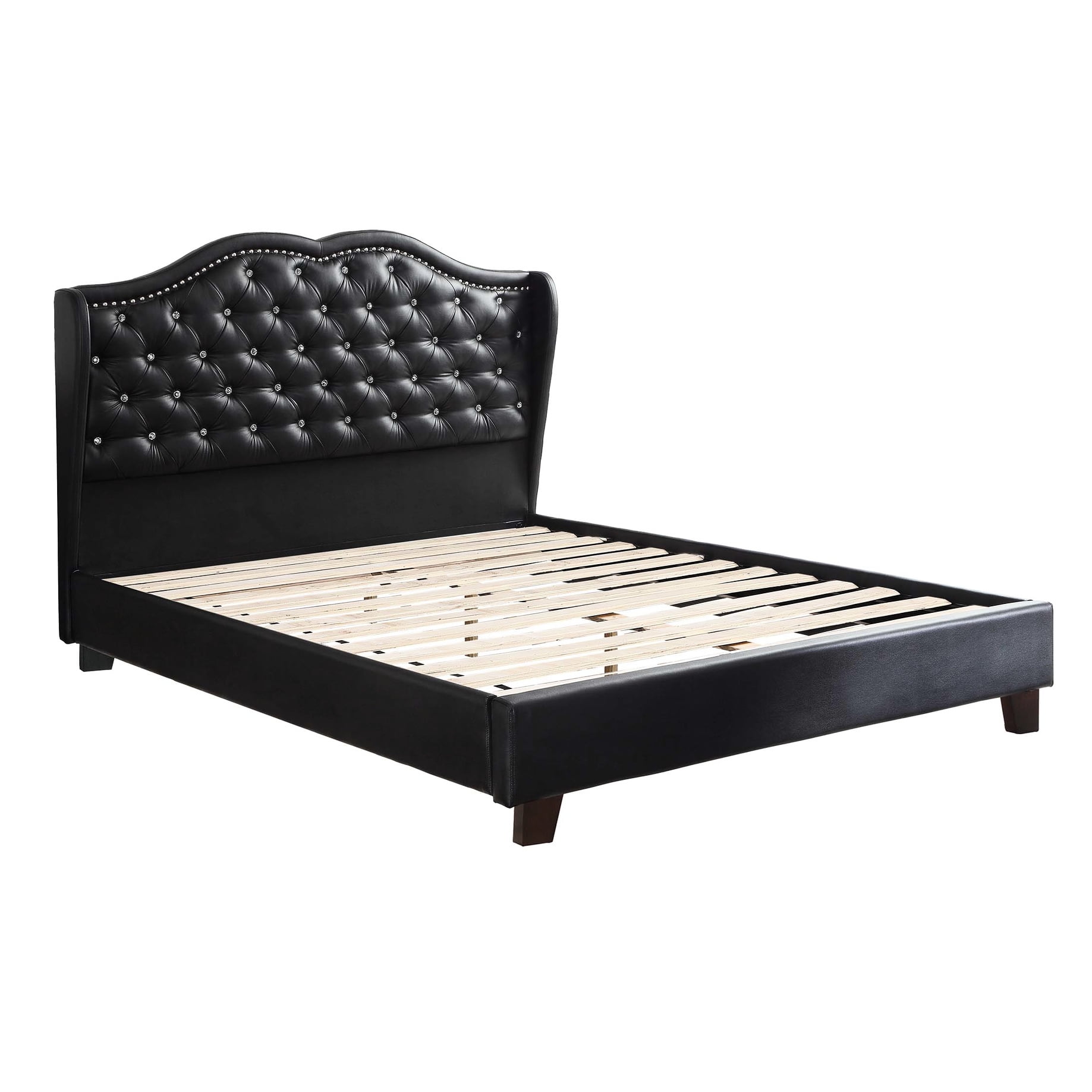 Full Bed / Assembly Required Black Faux Leather Bed / Fun to Set Up ...