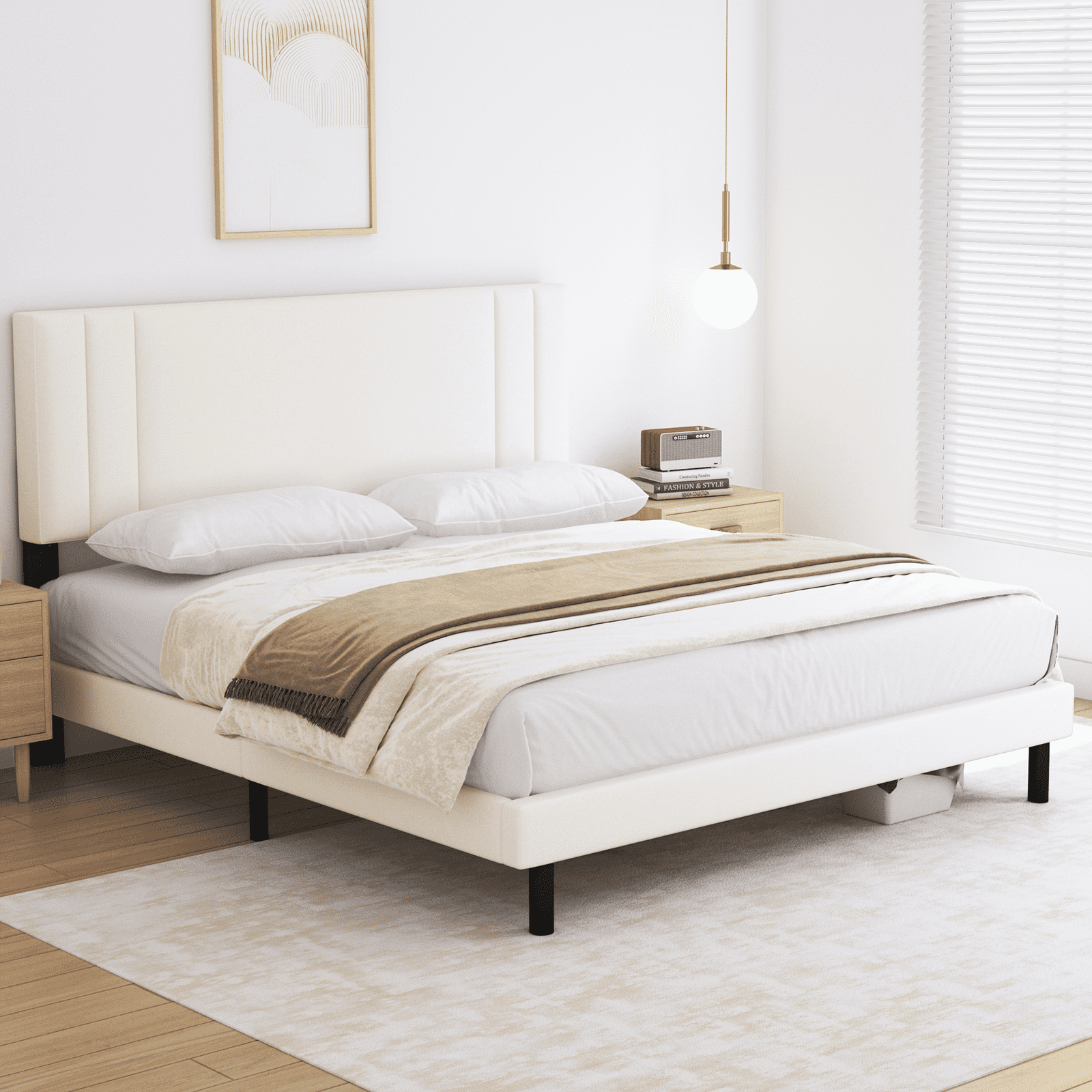 Full Bed Frame,HAIIDE Full Size Platform Bed Frame with Fabric ...