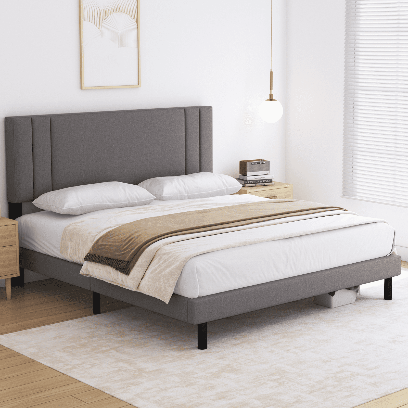 Full Bed Frame,HAIIDE Full Size Platform Bed Frame with Fabric ...