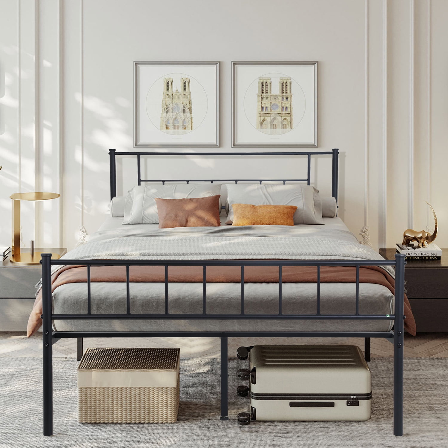 Full Bed Frame with Headboard, Heavy Duty Metal Platform Bed Frame Full ...