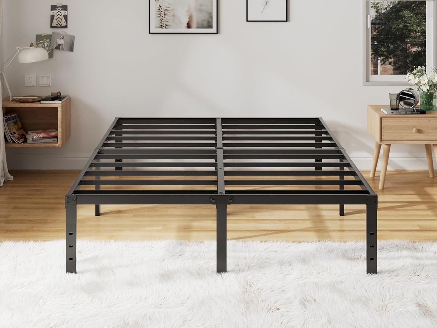 Full Bed Frame Metal, 16 inch Tall Metal Platform Bed Frame Full Size ...