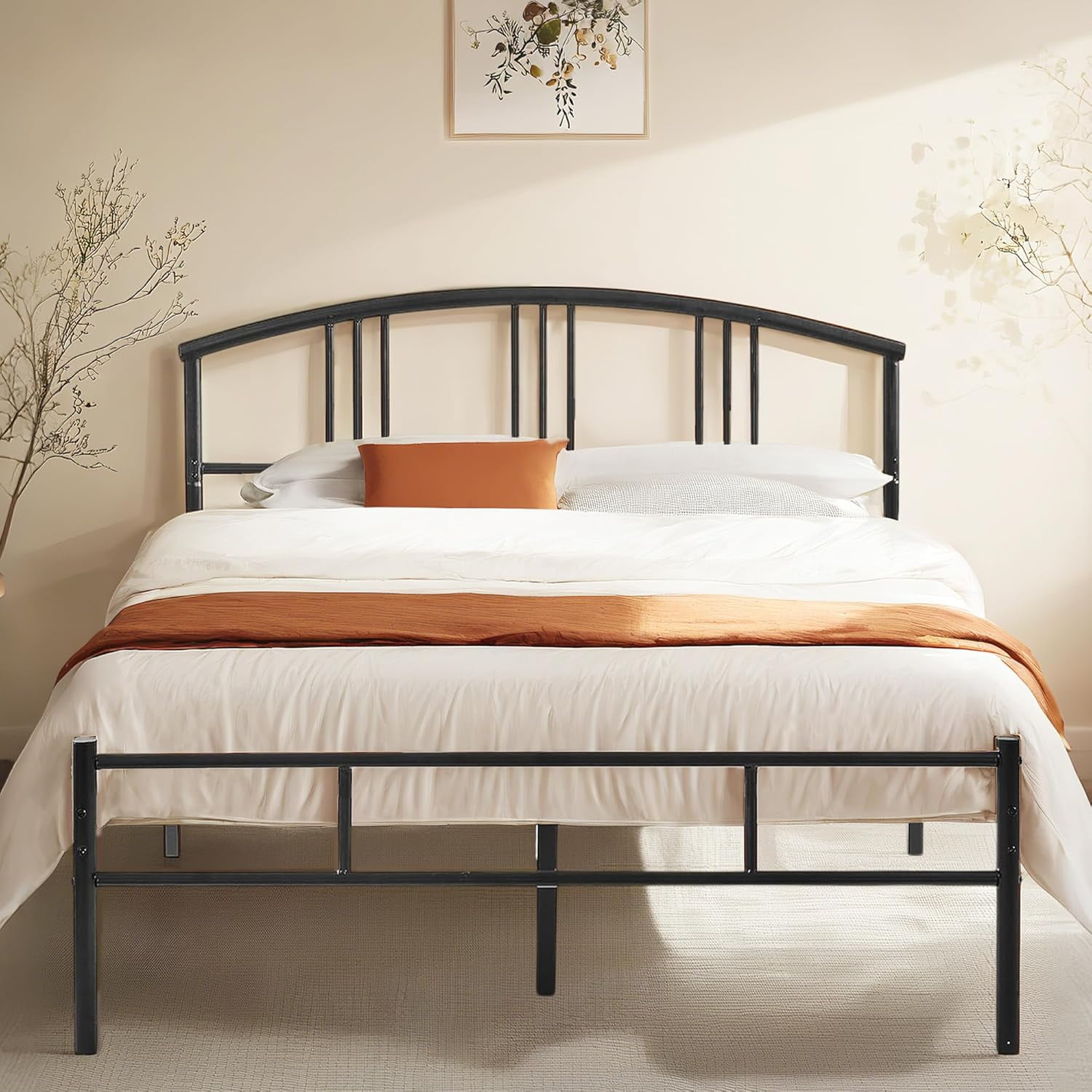 Full Bed Frame with Headboard and Footboard, 14 Inch Metal Platform ...