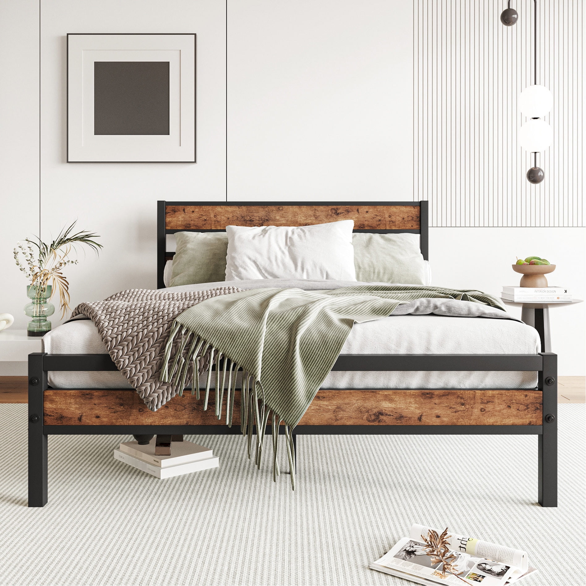 Full Bed | Metal Slats Support, Even Body Weight | Bedroom - Walmart.com
