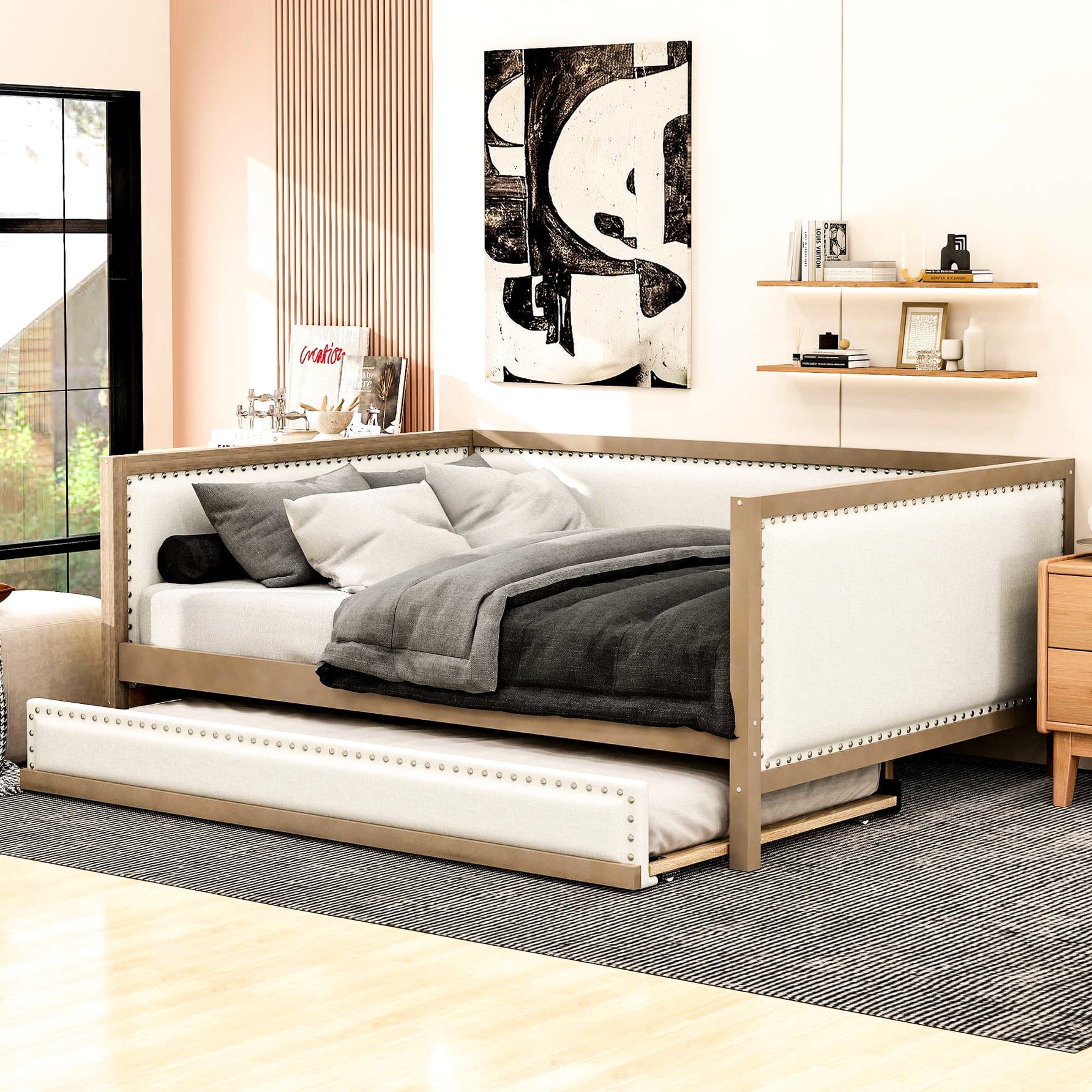 Full Bed - Supports Mattress Properly - Guest Bedroom Niche - Nailhead ...