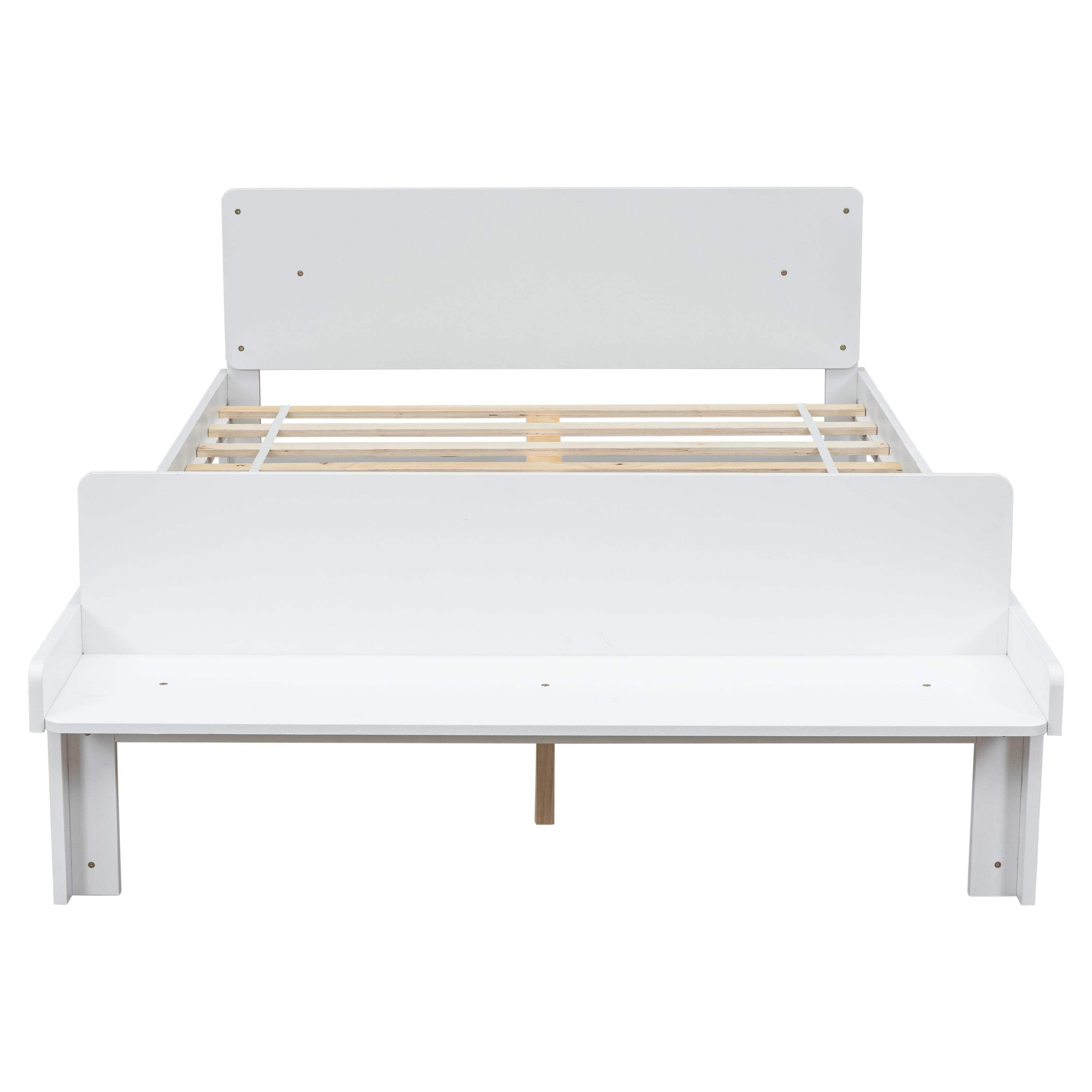 Full Bed With Footboard Bench,White Full White Wood Bedroom American ...