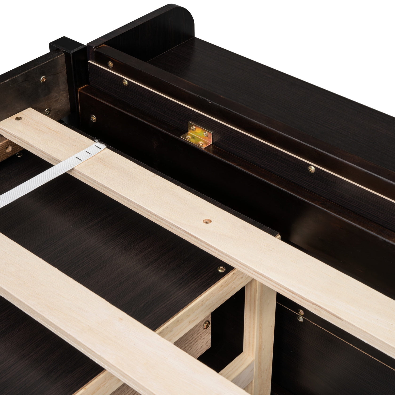 Full Bed with Bookcase, Storage Drawers and Bed End Unit, Espresso | Simple Assembly, Enhances ...