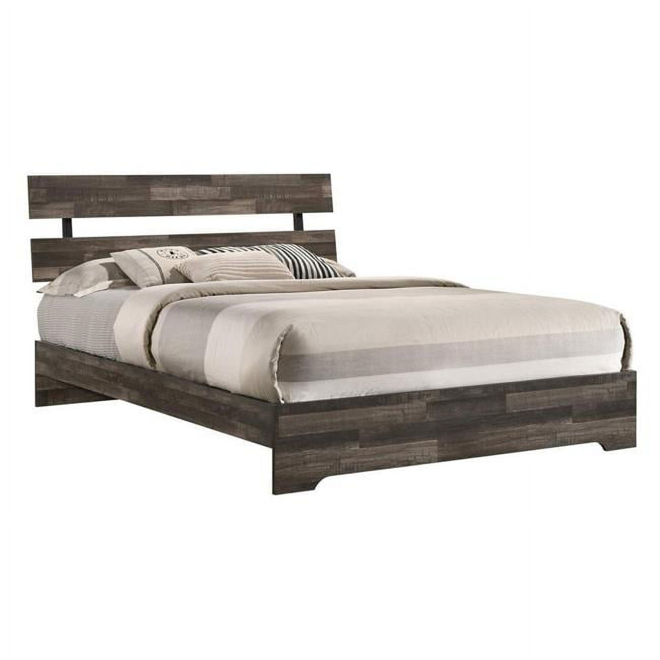 Full Bed with Rustic Heavy Grain Details & Panel Design, Brown ...