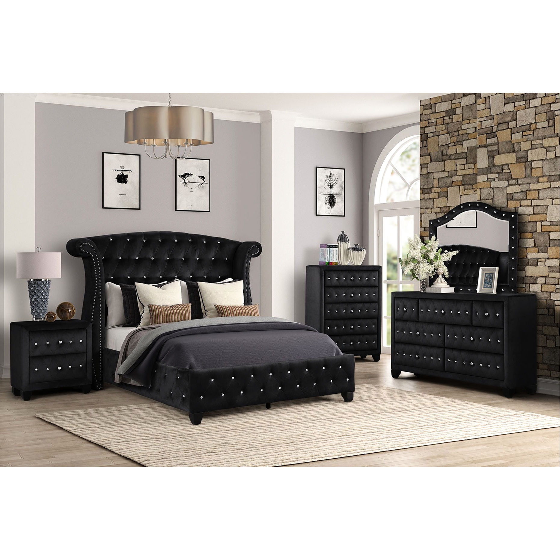 Full Bedroom Set in 5 Piece Configuration | Suitable for Bedroom Use ...