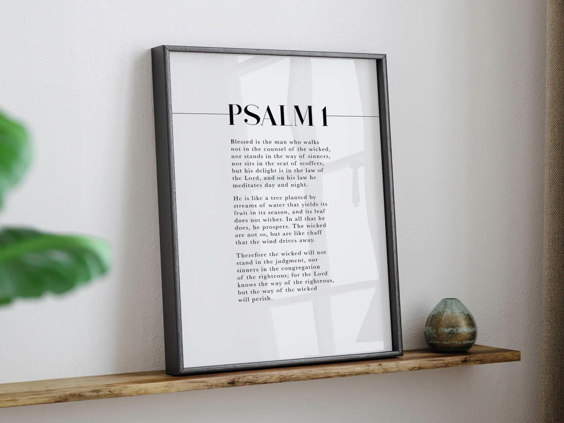 Full Bible Verse Psalm 1 Esv, Christian Wall Art, Scripture Home Decor ...